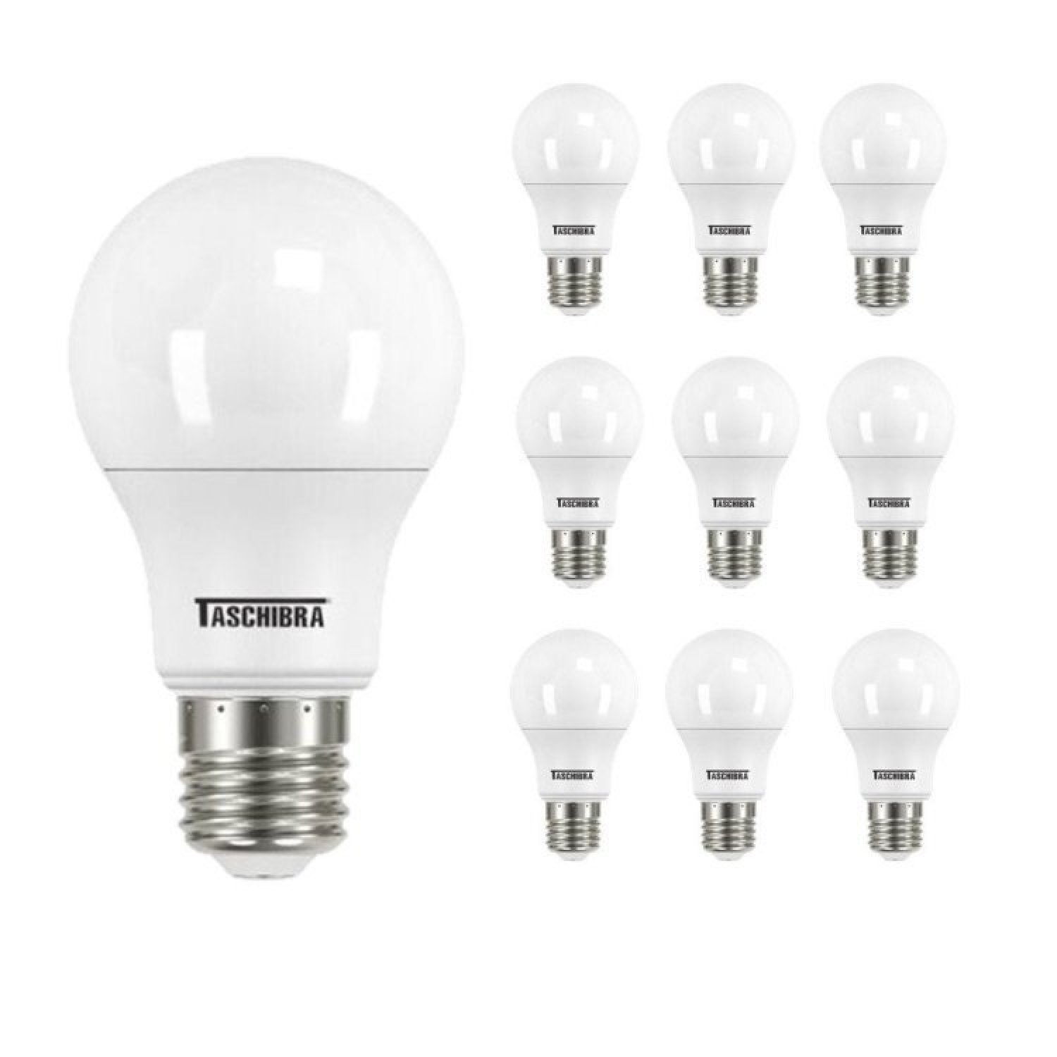 Kit 10 Lâmpadas LED 9W Bulbo Soquete E27 Branco Frio Taschibra | MadeiraMadeira
