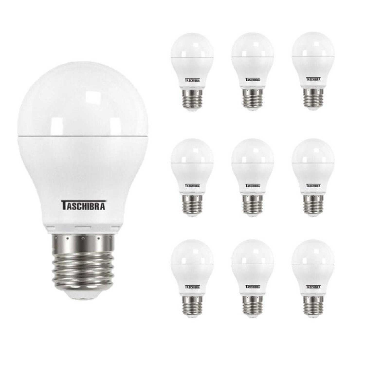 Kit 10 Lâmpadas LED 4,9W Bulbo Soquete E27 Branco Frio Taschibra | MadeiraMadeira