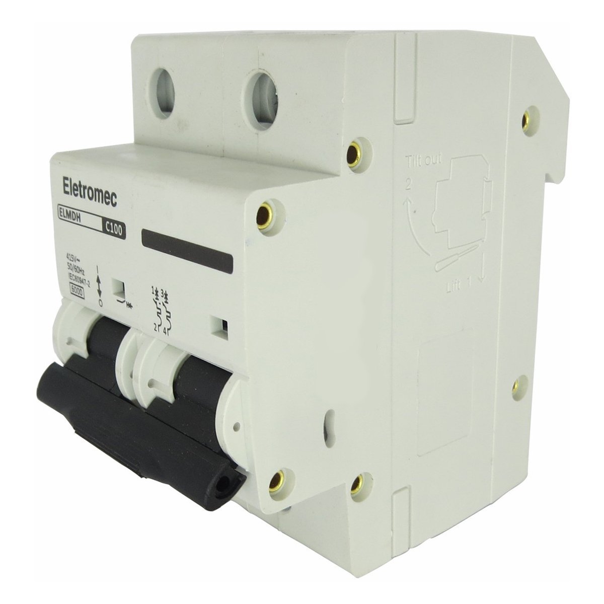 Disjuntor Mini Din Bipolar 100A Curva C ELMDH2C100 Eletromec | MadeiraMadeira