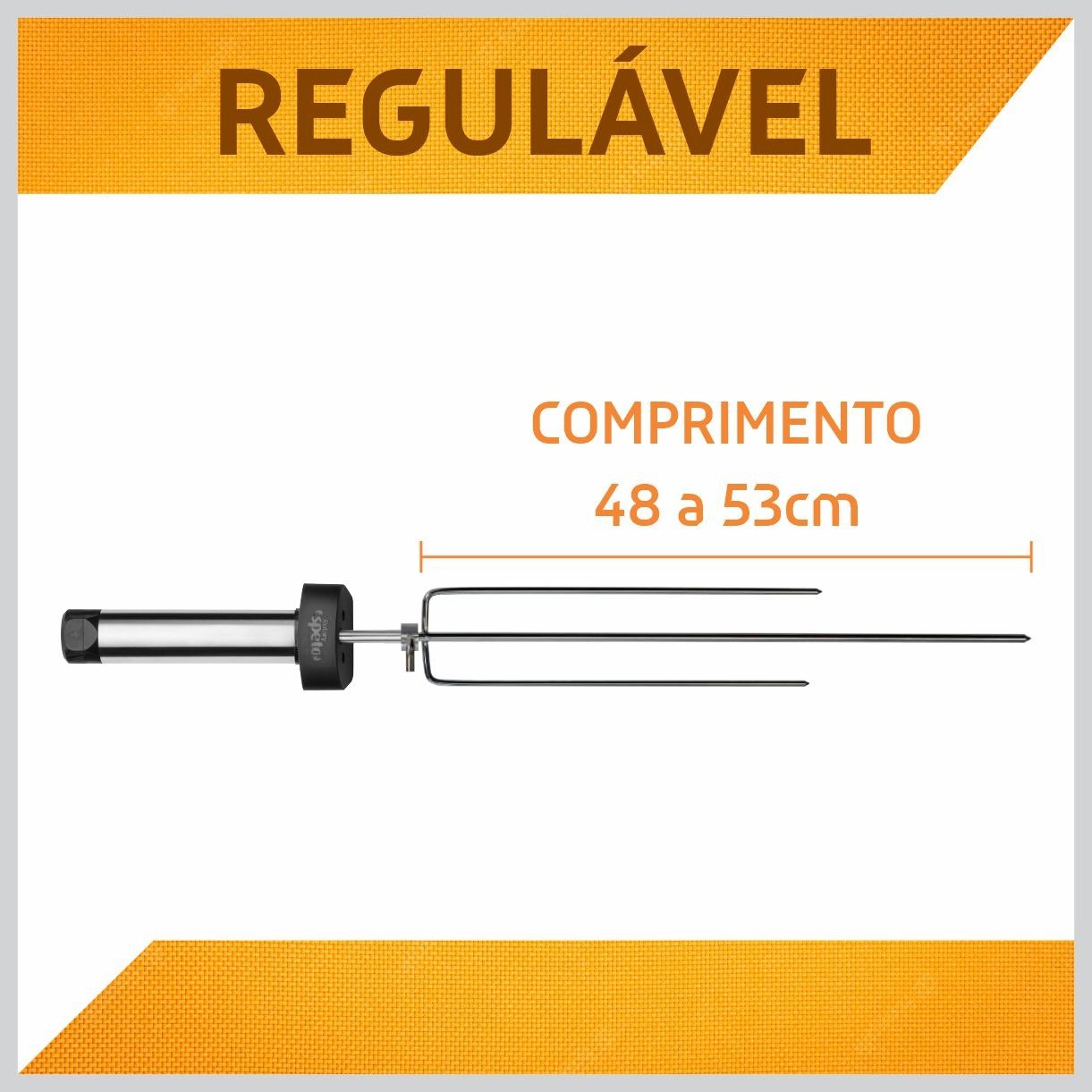 Espeto Giratório Rotary Speto Econômico Pilha Regulável 48 até 53cm ...