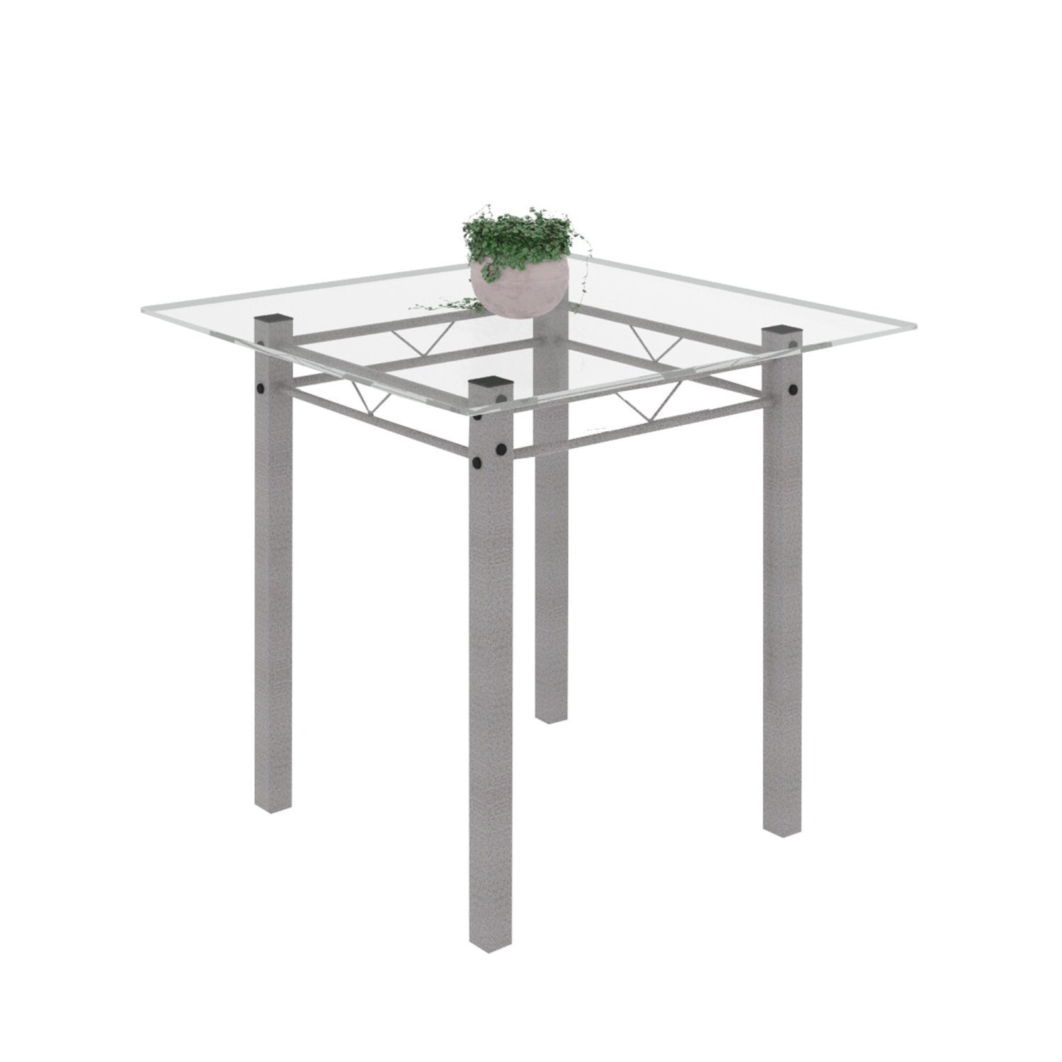 Mesa Tubular 75x75cm Tampo de Vidro 4 Lugares Júlia Soma Móveis ...