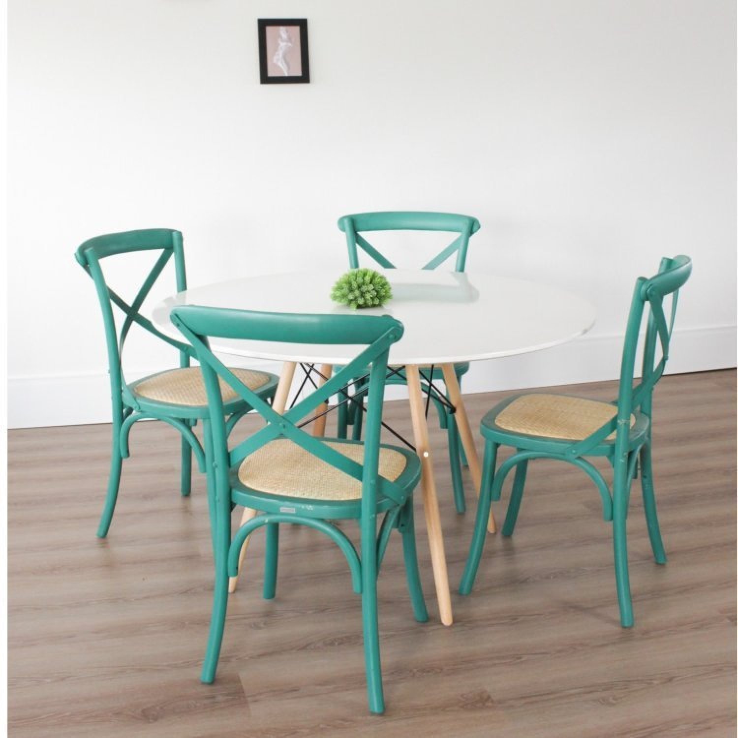 Conjunto de Sala de Jantar Eiffel 120x75cm Tampo MDF com 4 Cadeiras ...