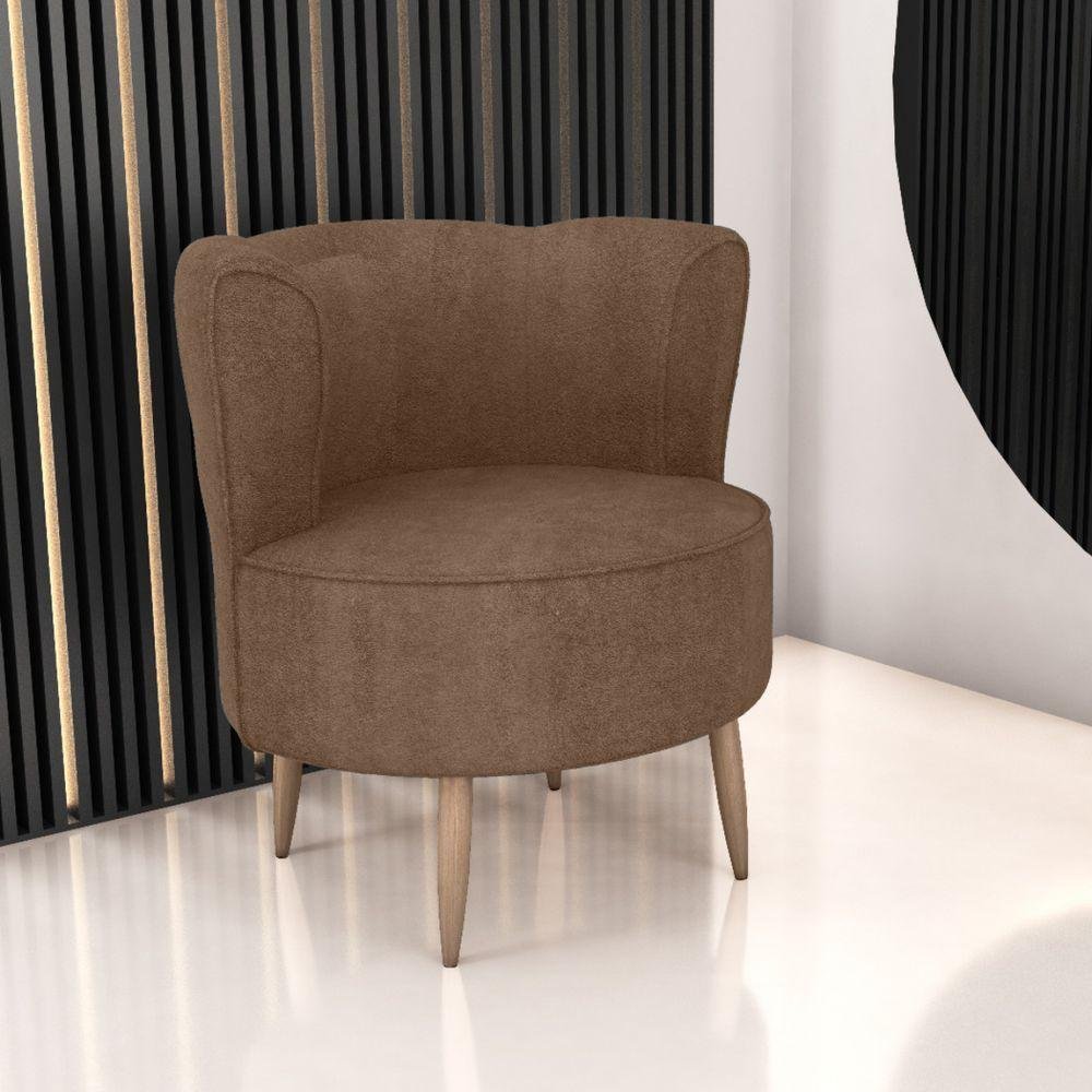 Poltrona Decorativa para Sala Amapá Veludo Marrom | MadeiraMadeira