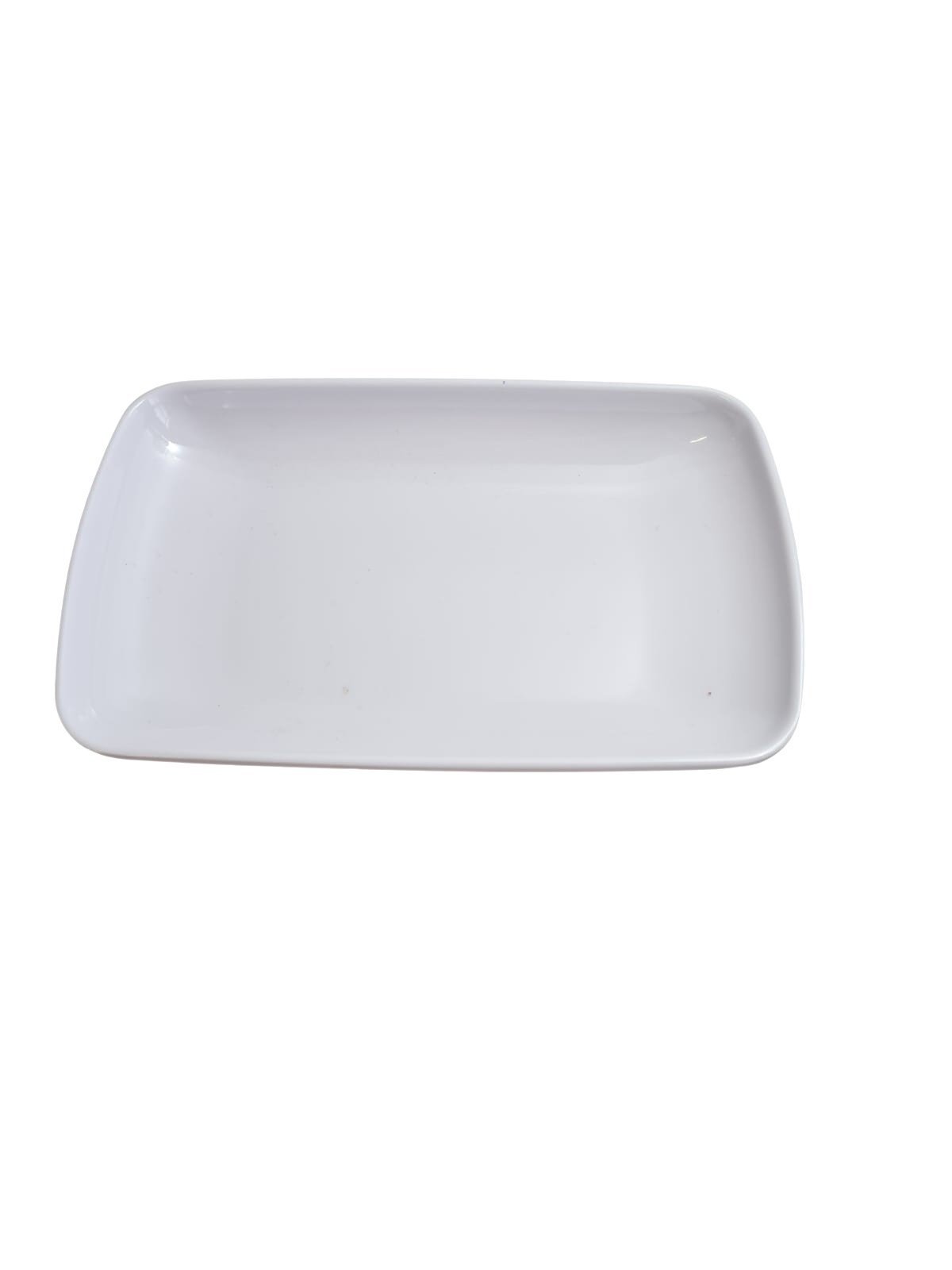 Prato Bandeja Plástica melanina Retangular Branca 21cm-1un | MadeiraMadeira