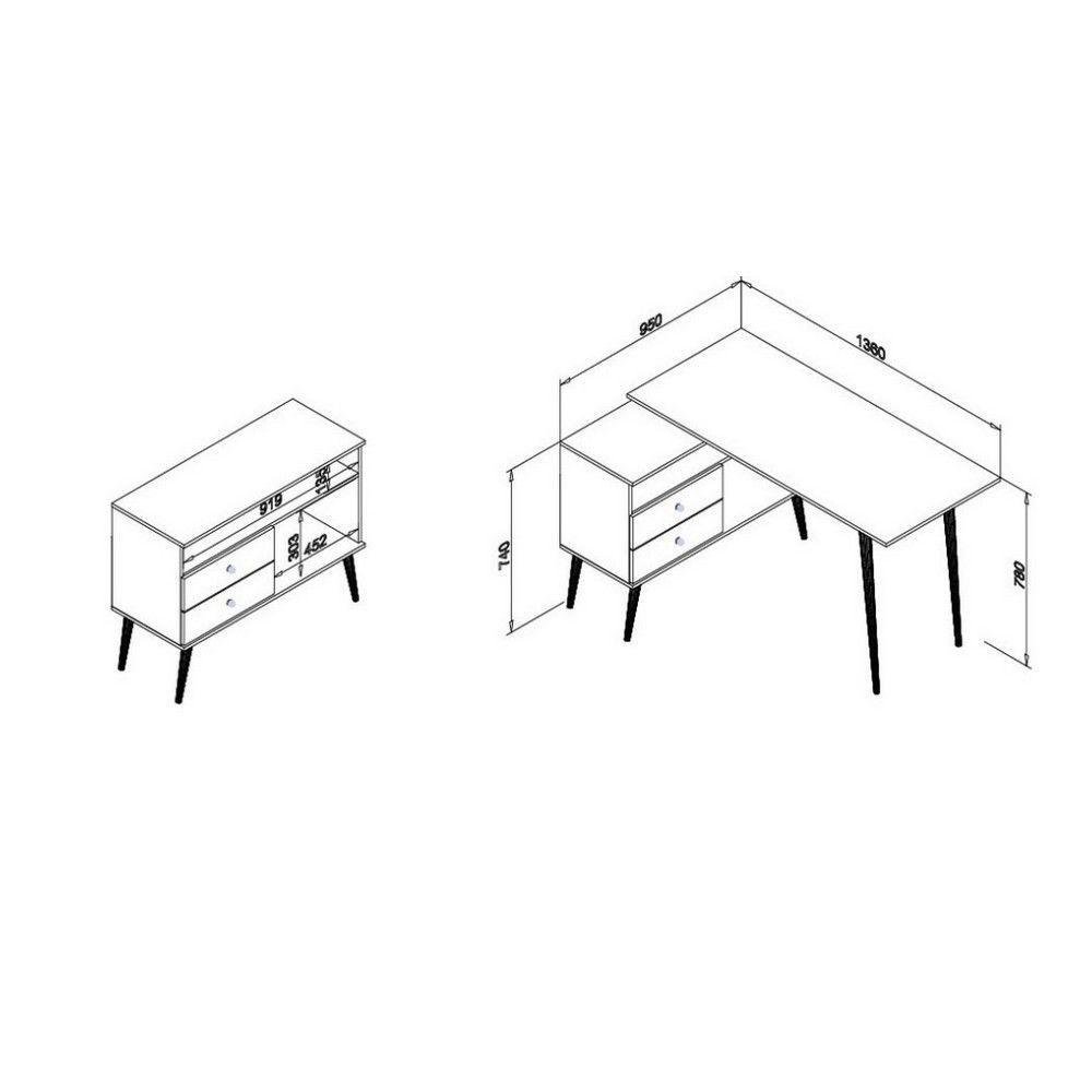 Rack Retrô Mesa Movelbento Branco/rustico | MadeiraMadeira