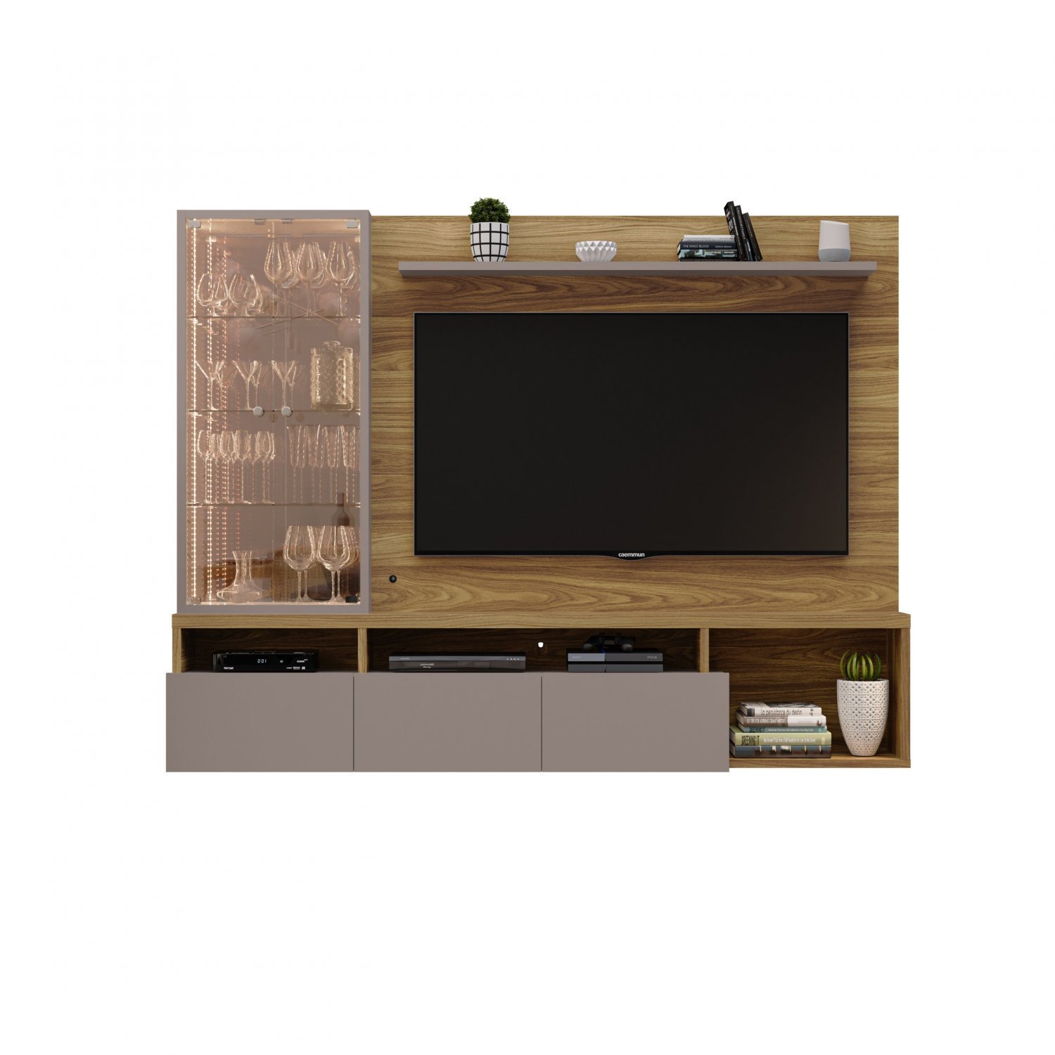 Painel para TV até 70 Polegadas com Cristaleira Wave Caemmun ...