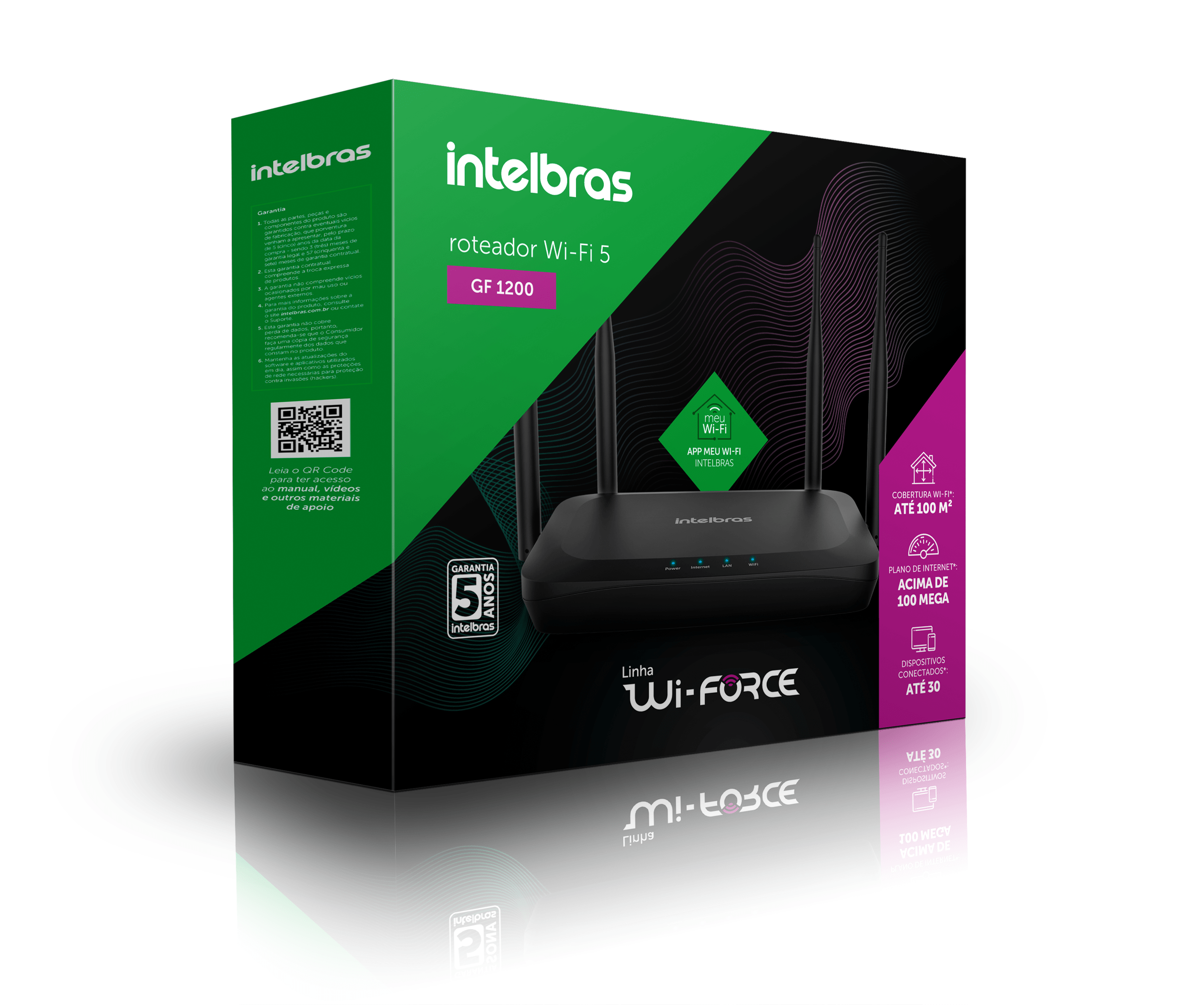 Roteador Wifi 5 Wireless Intelbras Wi-Force GF1200 Dual Band 2,4GHz E 5GHz Gigabit Plano Acima ...