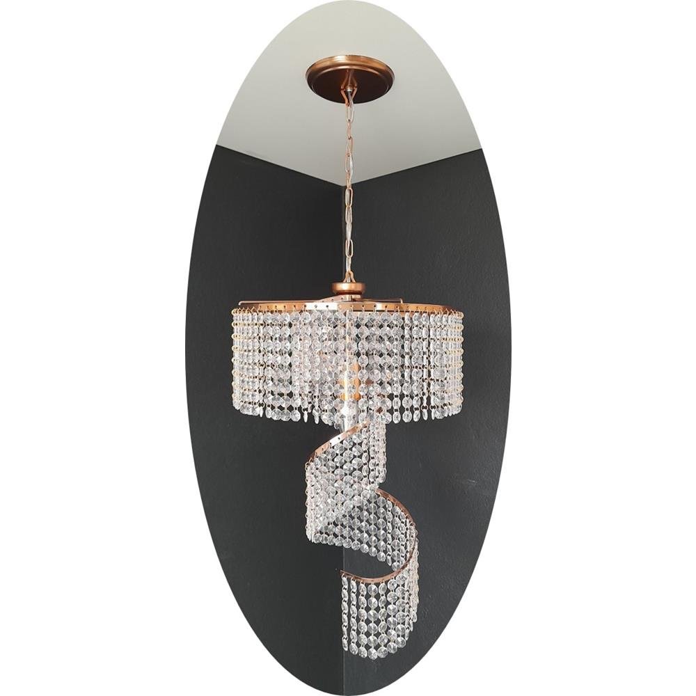 Lustre Rose Gold Pendente Cristal Acrílico 36x95 AC94 | MadeiraMadeira