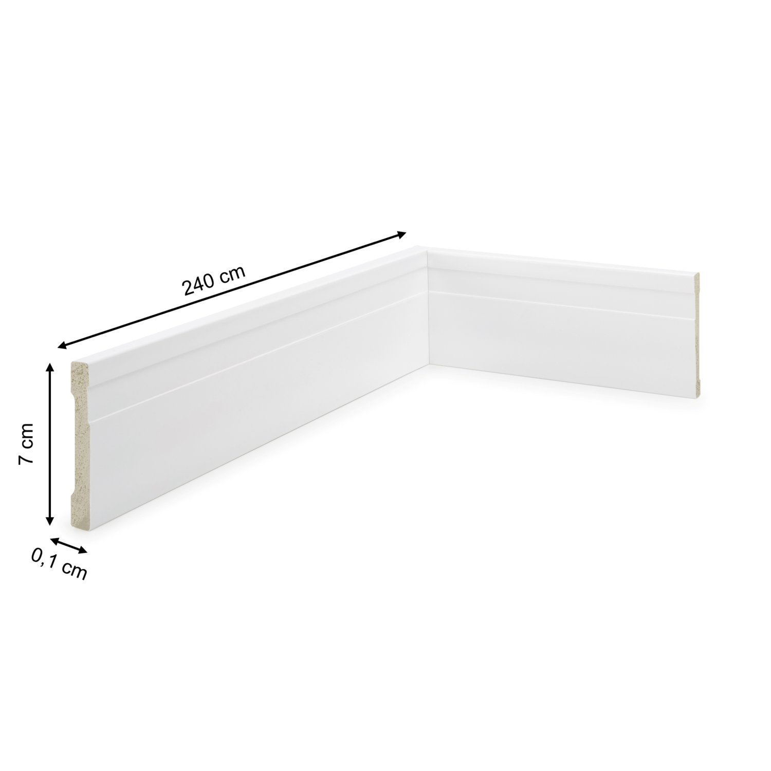 Rodapé de Poliestireno 7cm x 10mm x 2,40m Frisado NFR Rodapés ...