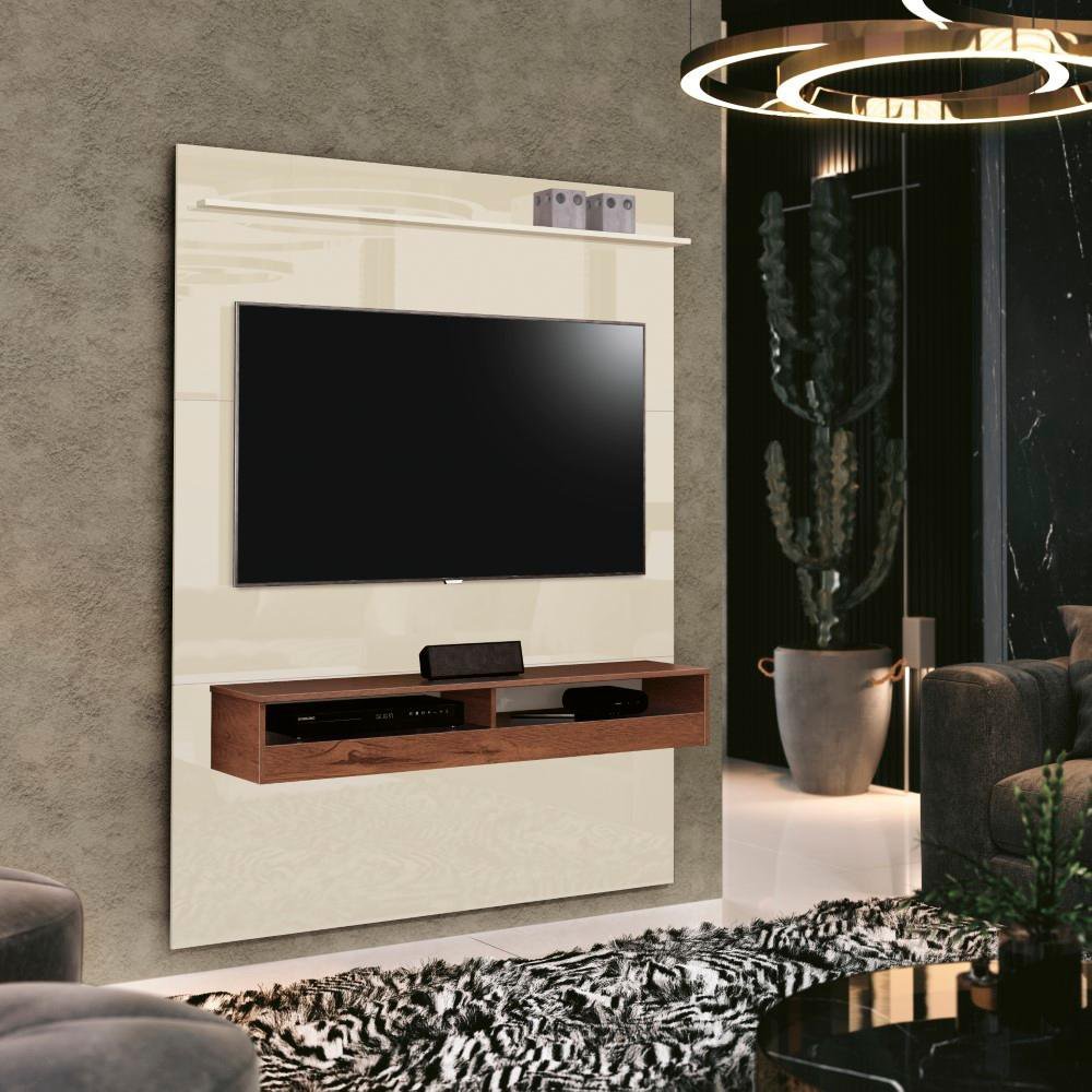 Painel Home para Tv até 50 Polegadas Turim 160cm Cor:OffWhite/Naturale ...