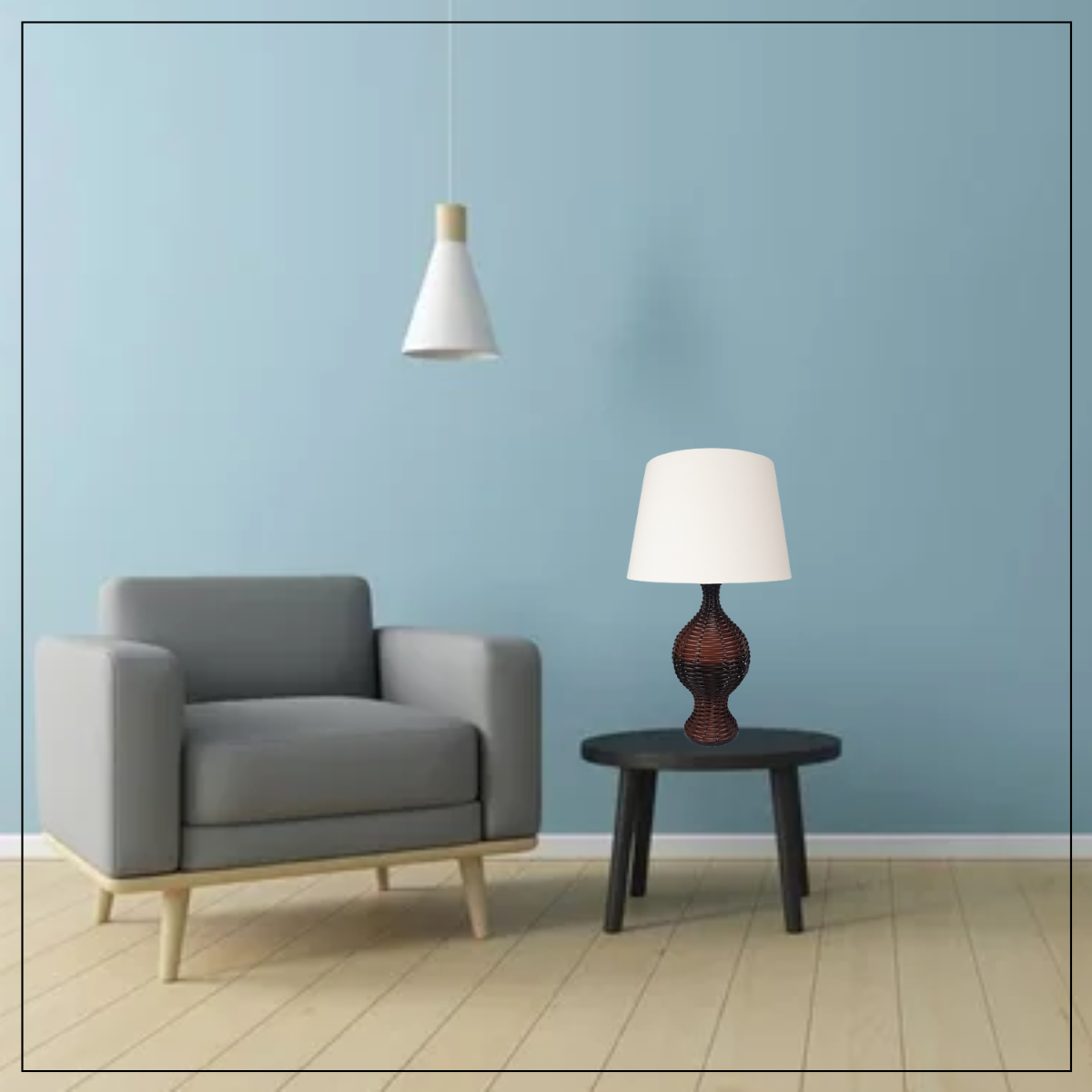 Abajur Grande Junco Sala Riviera Estilo Rústico Cor Tijolo | MadeiraMadeira