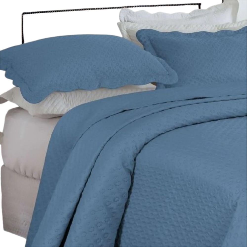 Colcha Casal Padrão Bella Dupla Face 03 Peças - Azul Cobalto ...