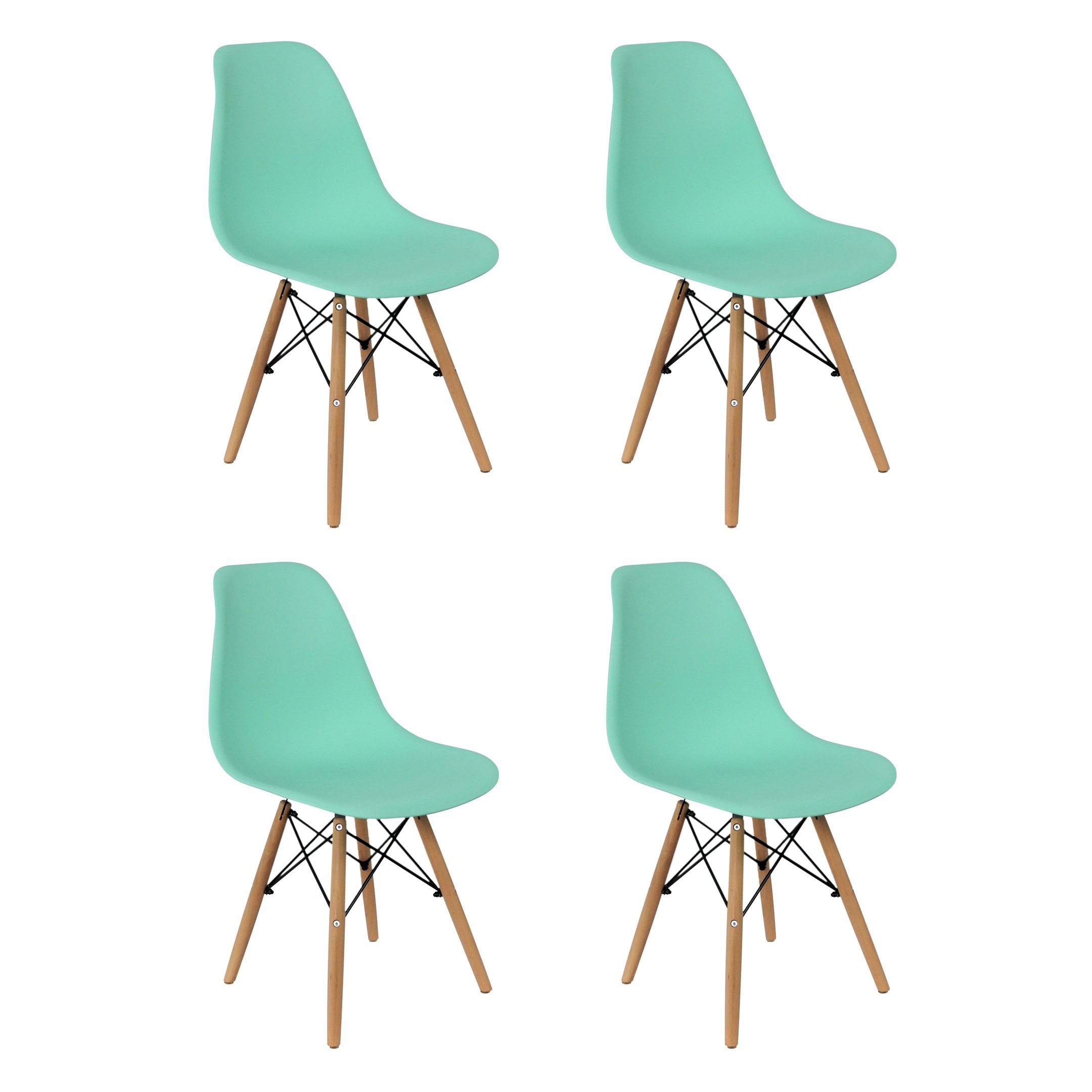 Kit 4 Cadeiras Charles Eames Eiffel Wood Design - Verde Claro | MadeiraMadeira