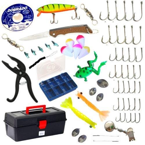 Kit Pesca Caixa Alicate Pega Peixe Isca Artificial +itens | MadeiraMadeira