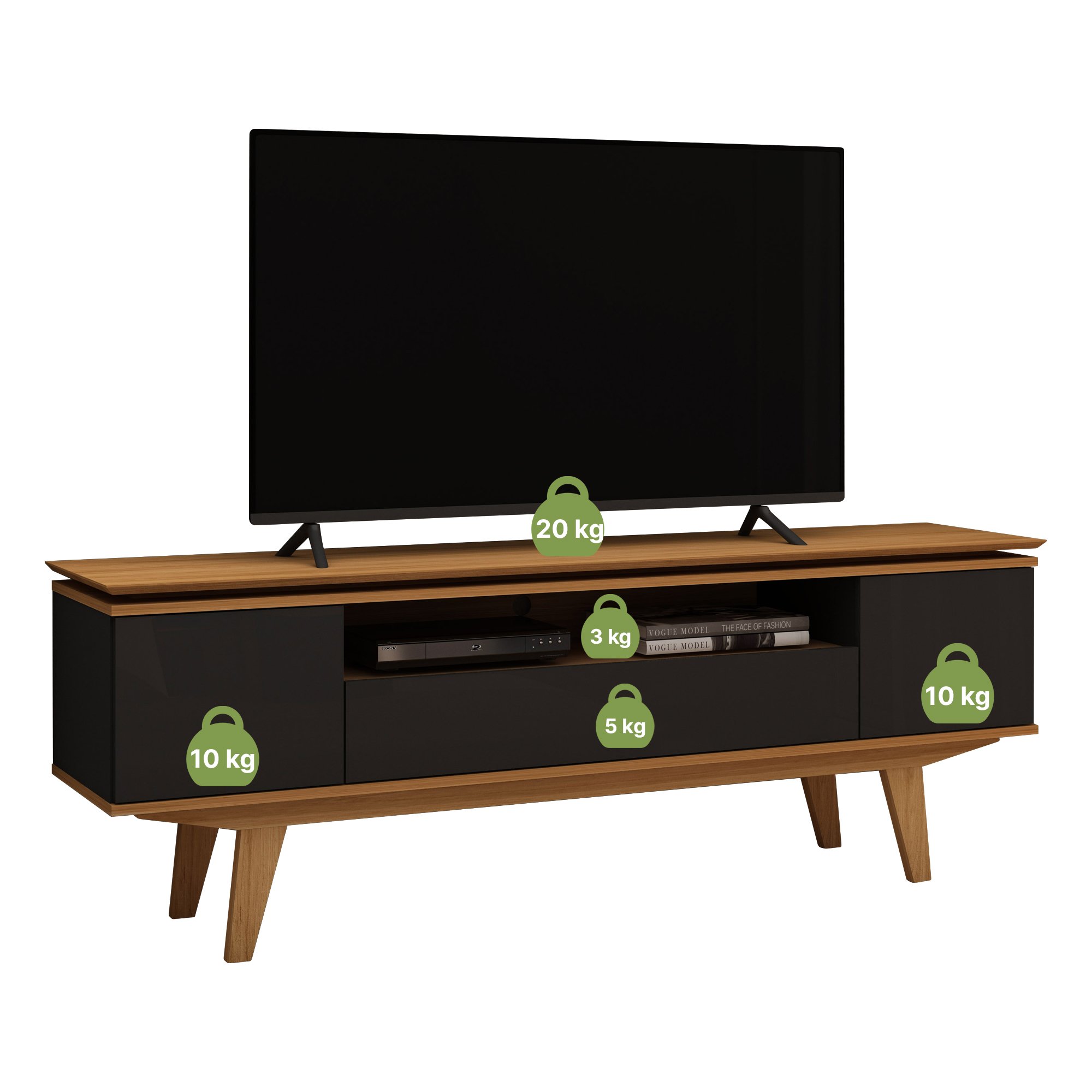 Rack para TV até 65 Polegadas 1 Gaveta 2 Portas 1,60m Ivy | MadeiraMadeira