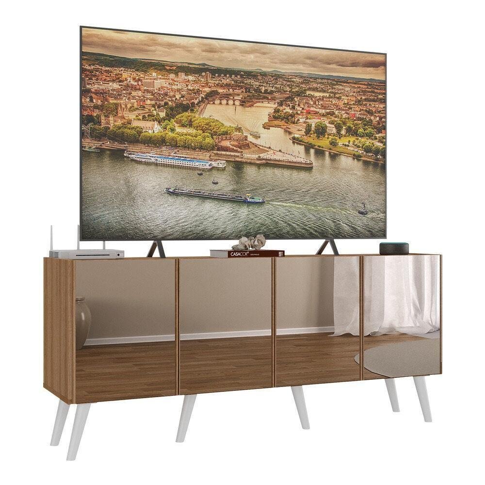 Rack Tv até 50 Polegadas Retrô com Espelhos Mp1082 Rustic Branco | MadeiraMadeira