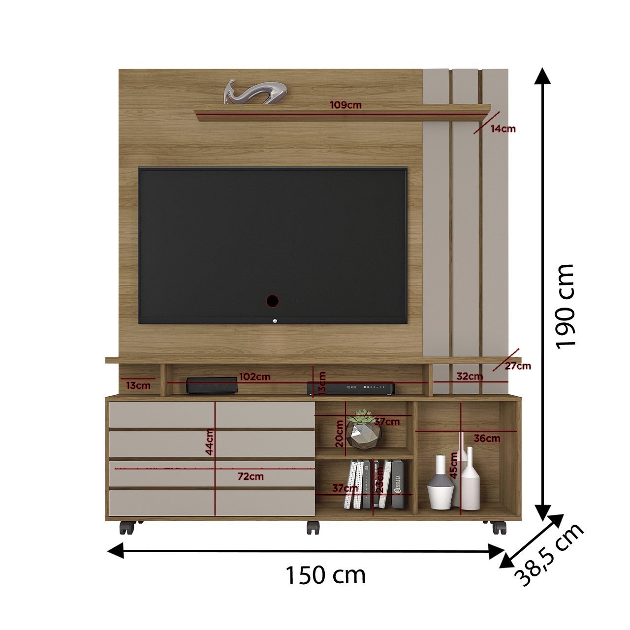 Estante Home Serrano JCM Movelaria para TV de até 65 Polegadas NORONHA ...
