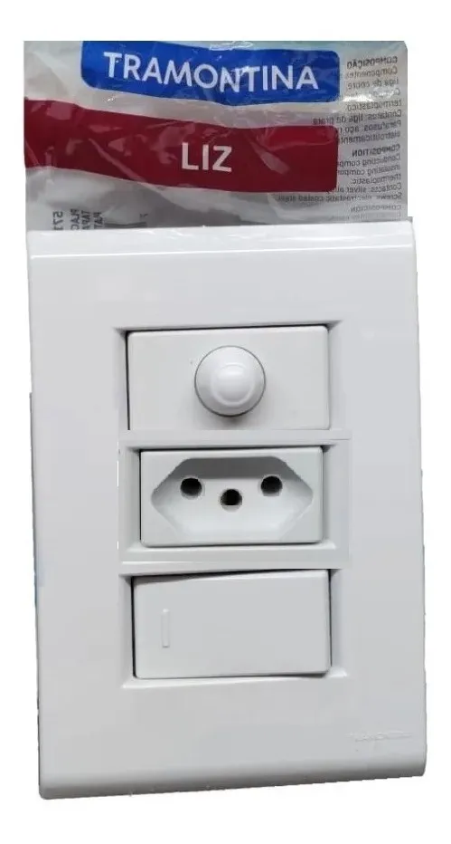 CONJUNTO INTERRUPTOR SIMPLES + TOMADA 2P+T 20A + DIMMER TRAMONTINA LIZ ...