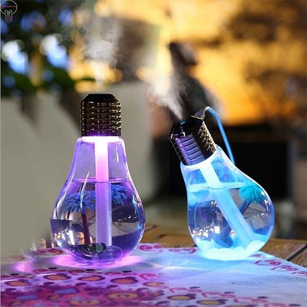 Umidificador de Ar em Formato de Lâmpada Usb com Luz Led Rgb Difusor ...