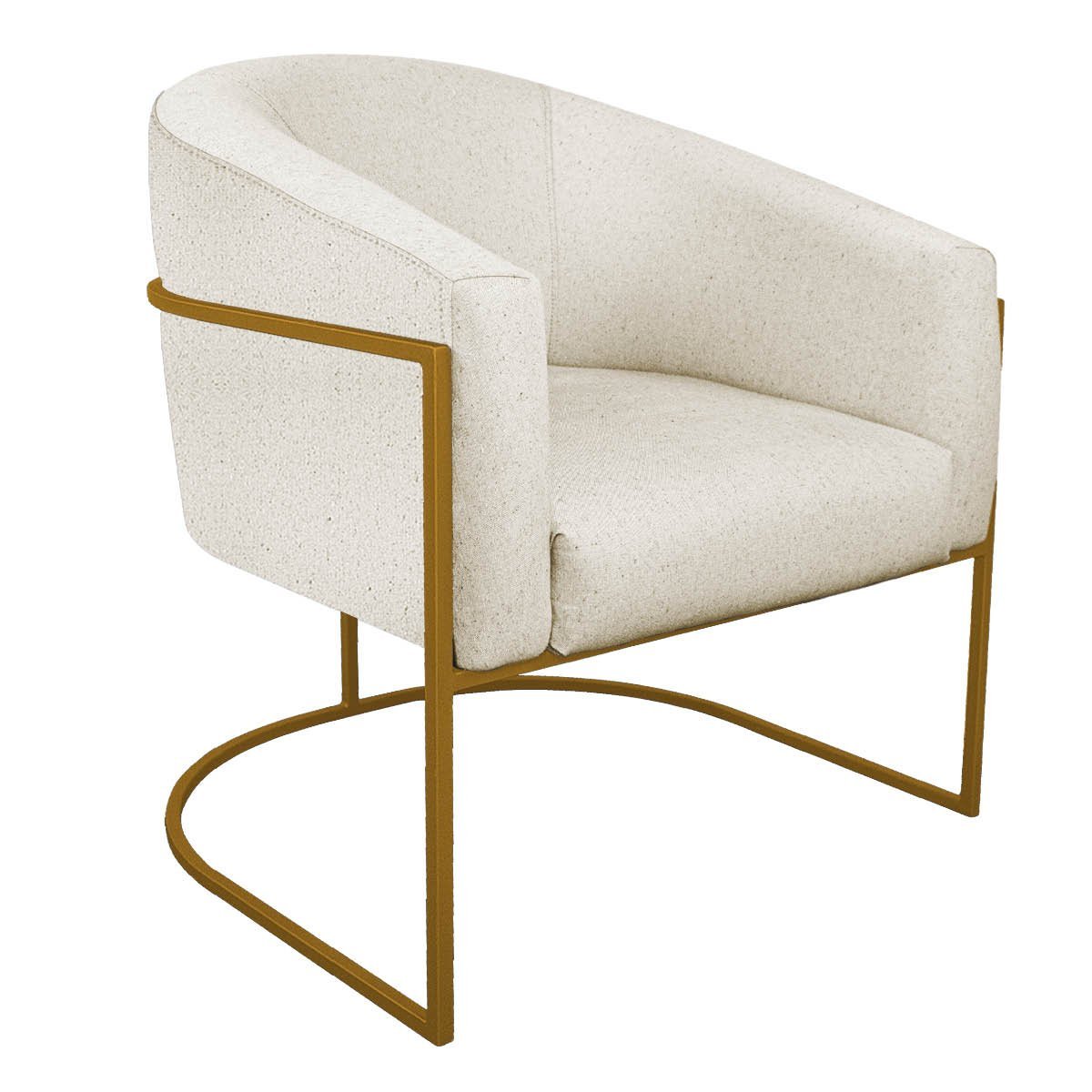 Kit 02 Poltronas Luiza Base de Ferro Dourado Linho Bege - ADJ Decor ...