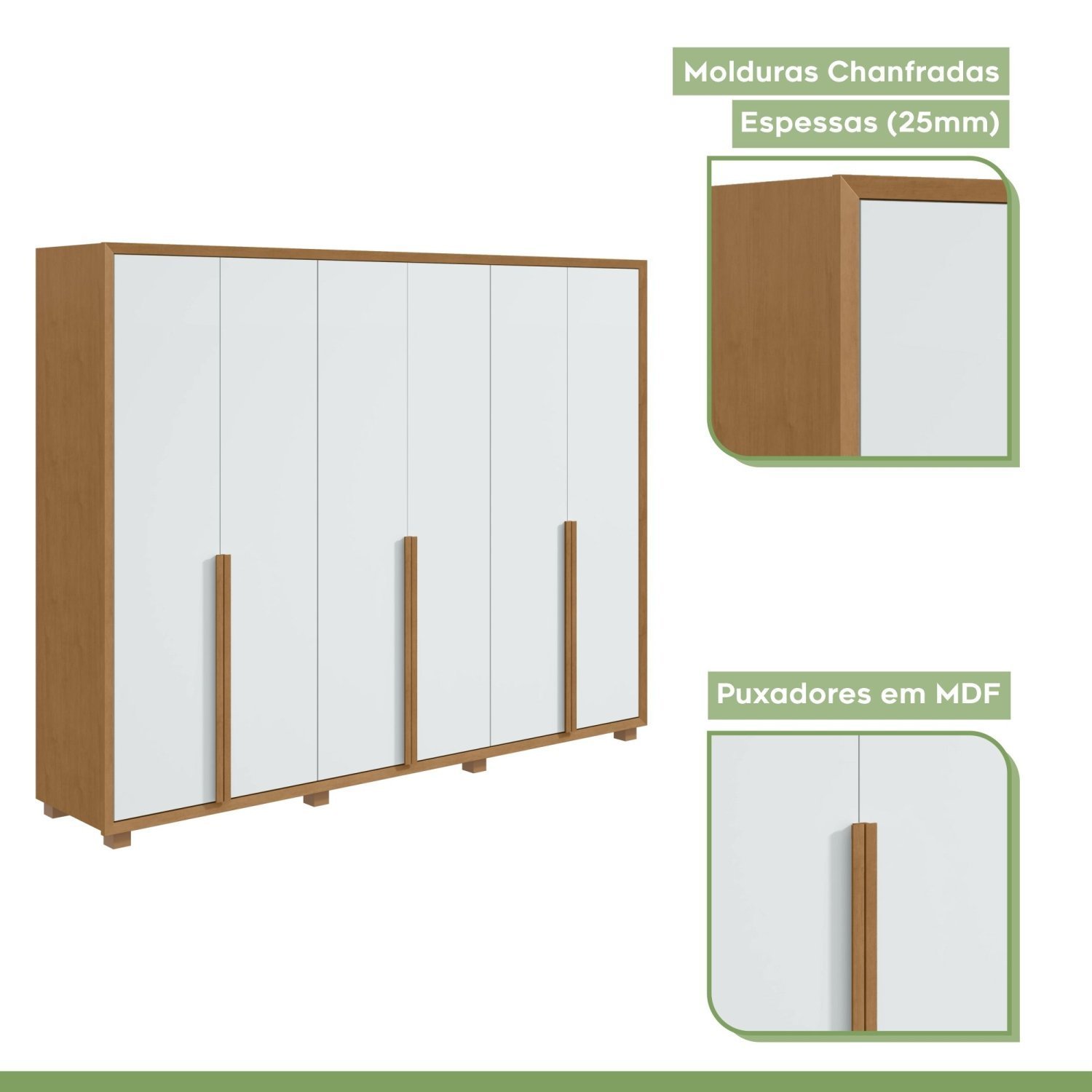 Guarda Roupa Casal 6 Portas 5 Gavetas Únique Móveis Lopas | MadeiraMadeira