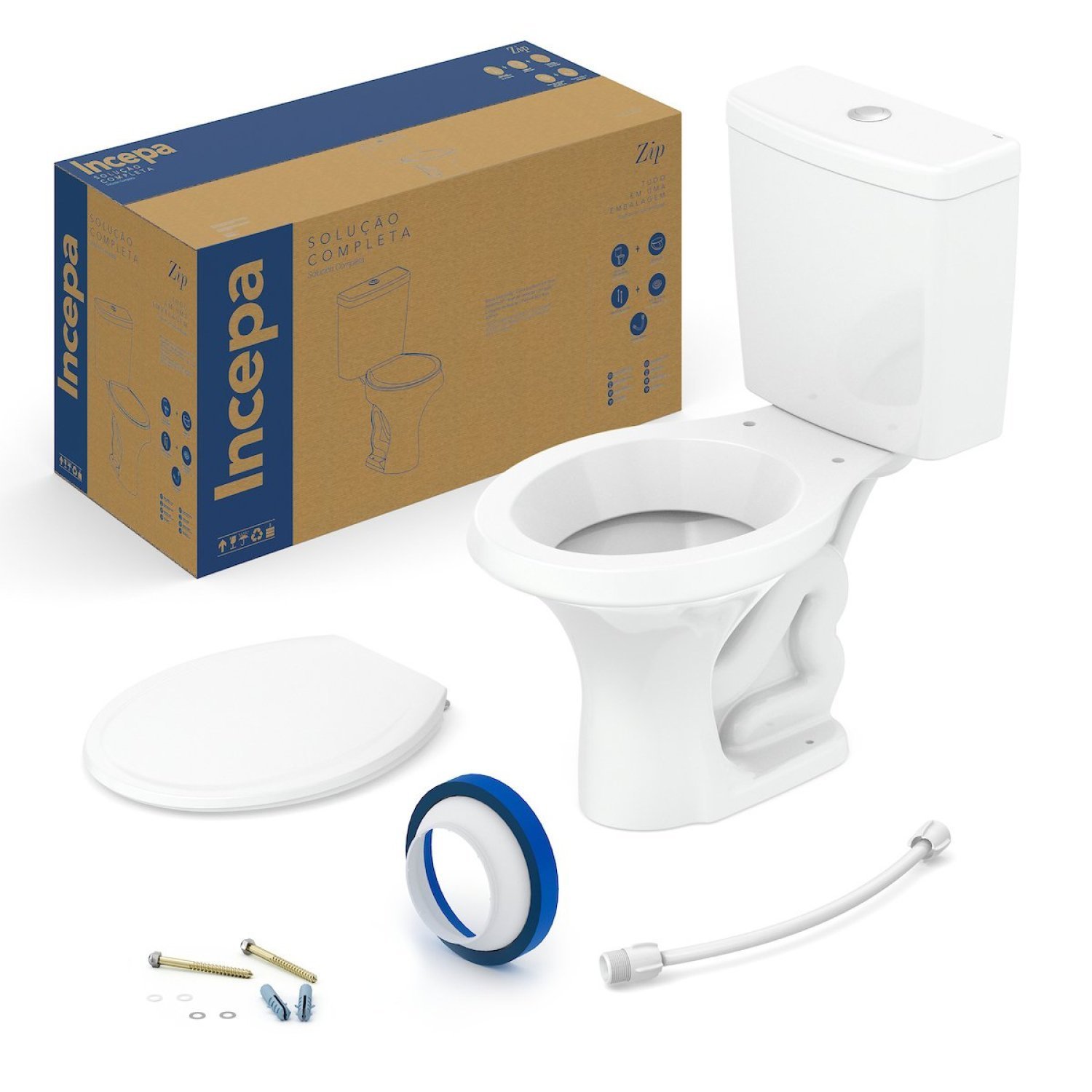 Kit Vaso Sanitário com Caixa Acoplada 6L com Assento Zip Incepa ...