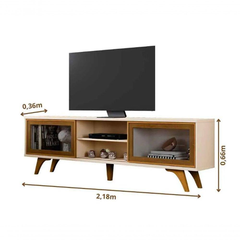 Rack para Tv até 75 Polegadas 2 Portas Reflecta Off White/naturalle ...