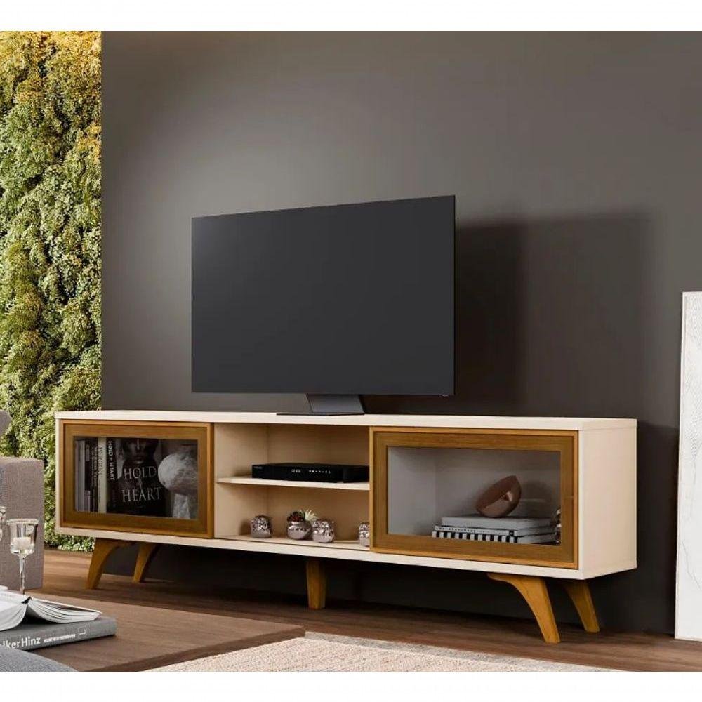 Rack para Tv até 75 Polegadas 2 Portas Reflecta Off White/naturalle ...