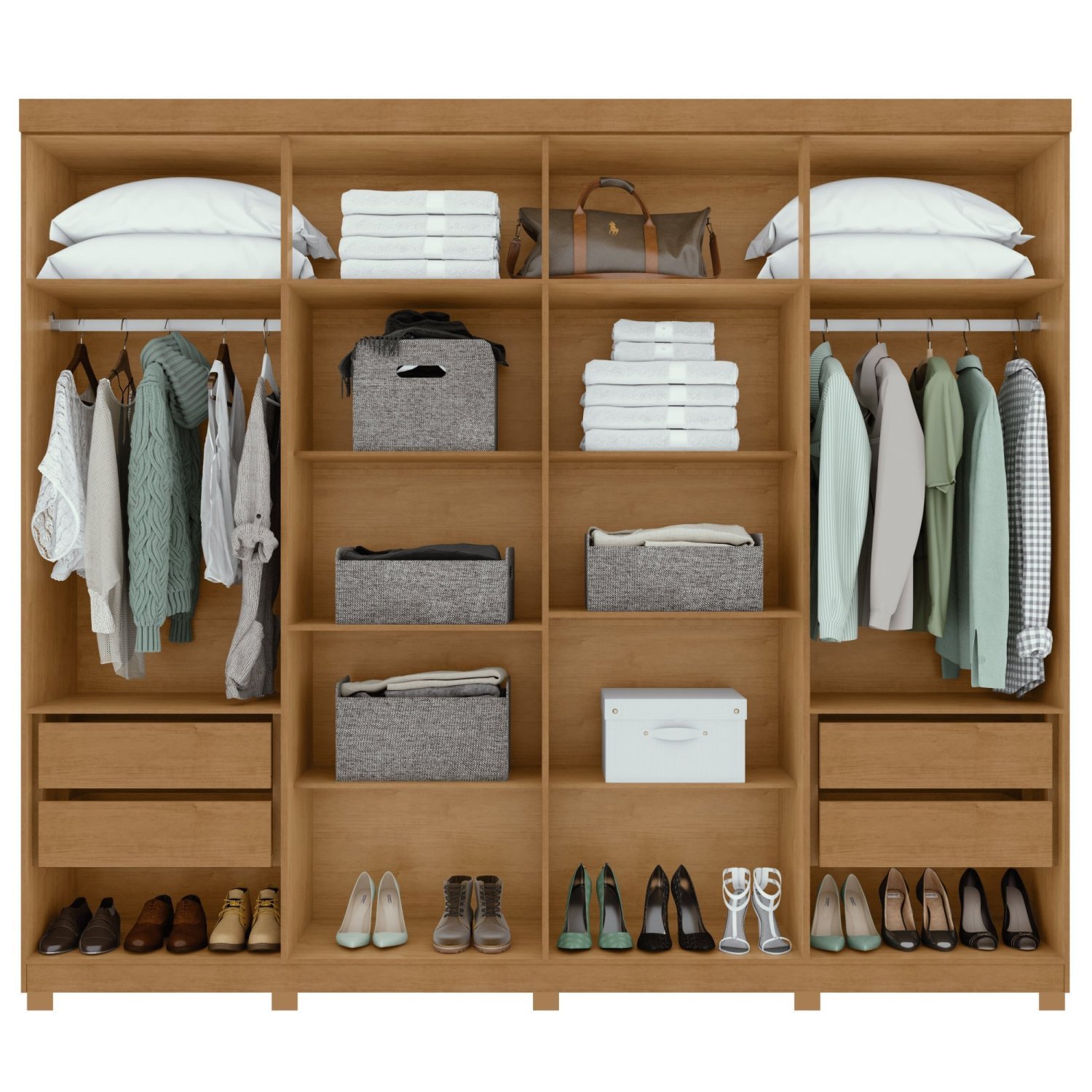 Guarda Roupa Casal com Espelho 8 Portas 4 Gavetas Andara Móveis Lopas | MadeiraMadeira