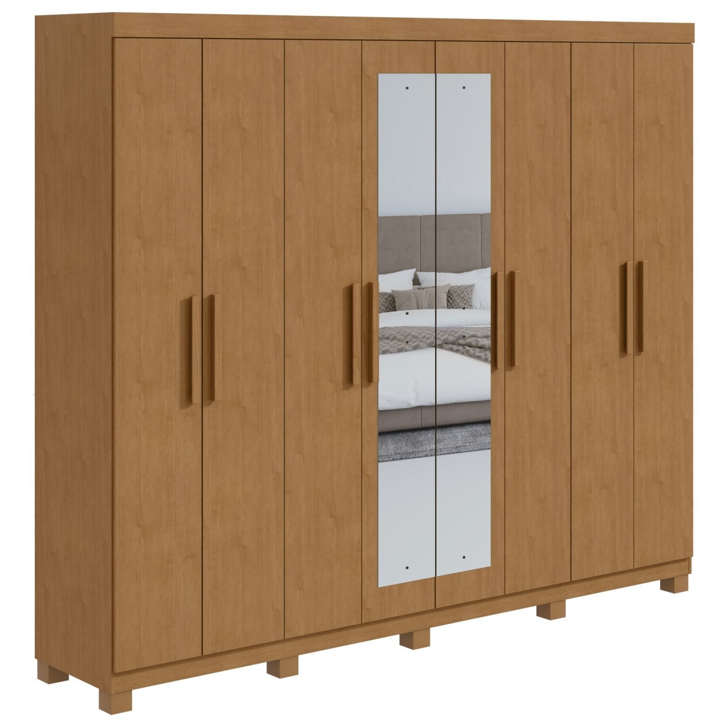 Guarda Roupa Casal com Espelho 8 Portas 4 Gavetas Andara Móveis Lopas ...