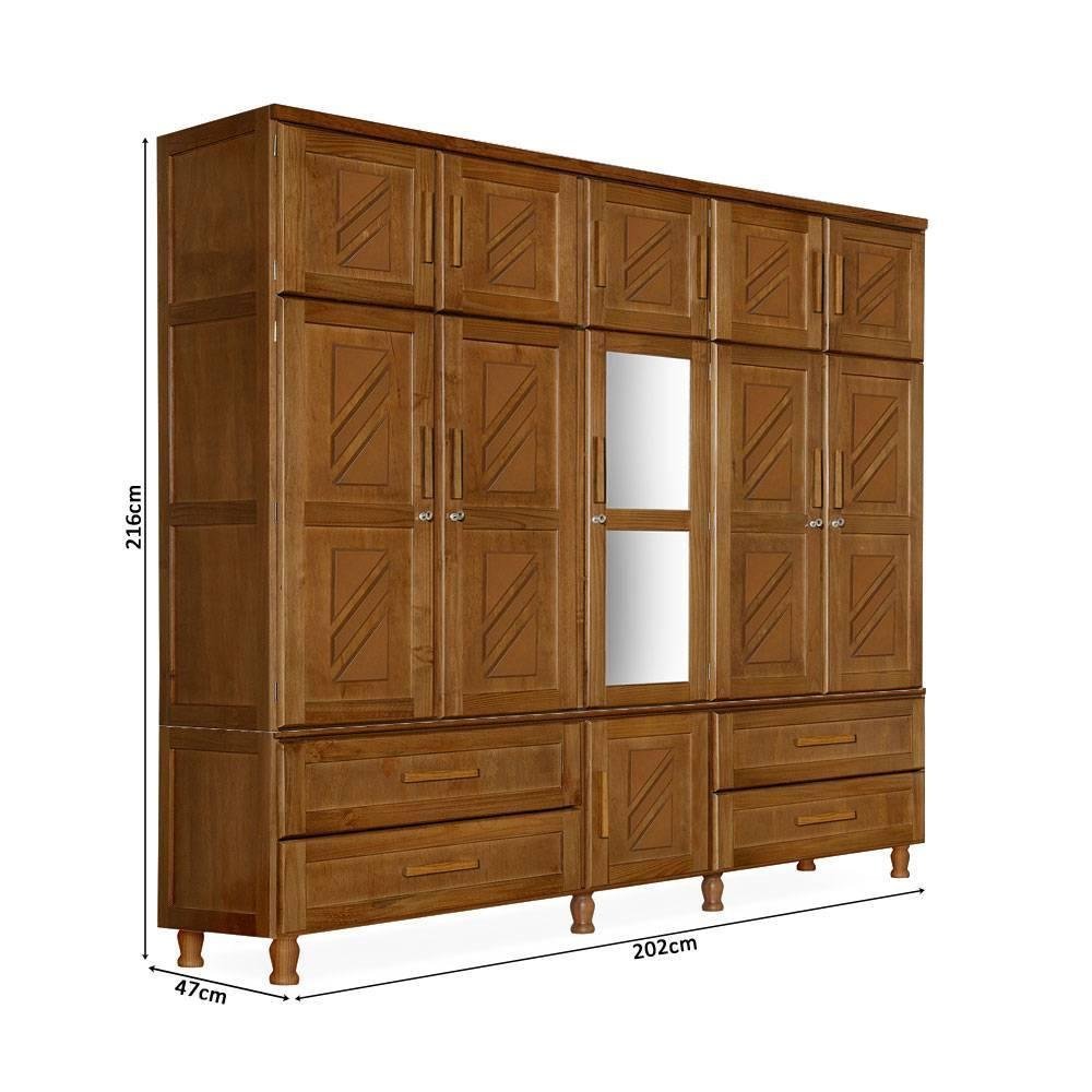 Guarda Roupa Casal Rústico com Espelho Madeira Maciça Chicago ...