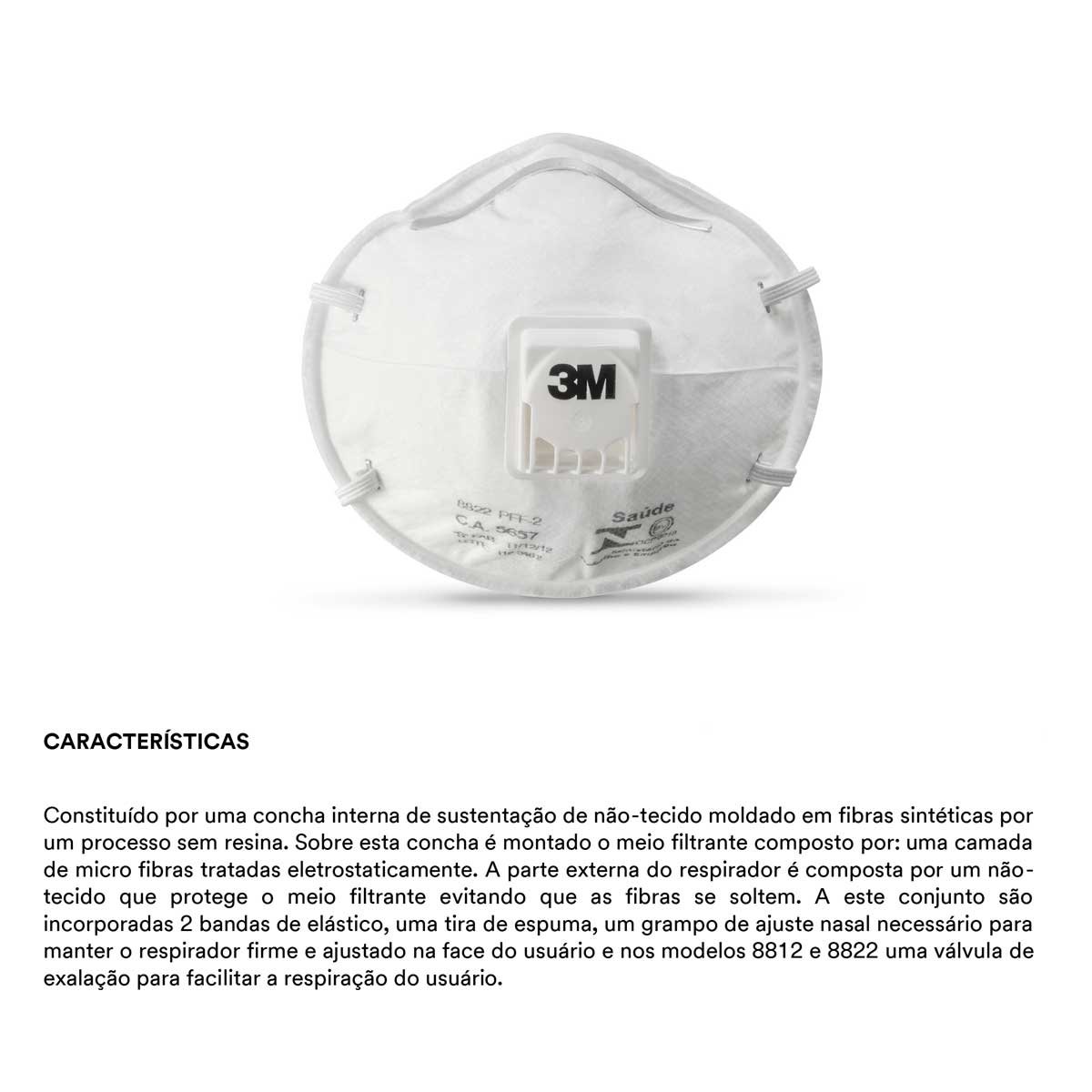 10und Respirador Descartável Concha Com Válvula 3m 8822 | MadeiraMadeira
