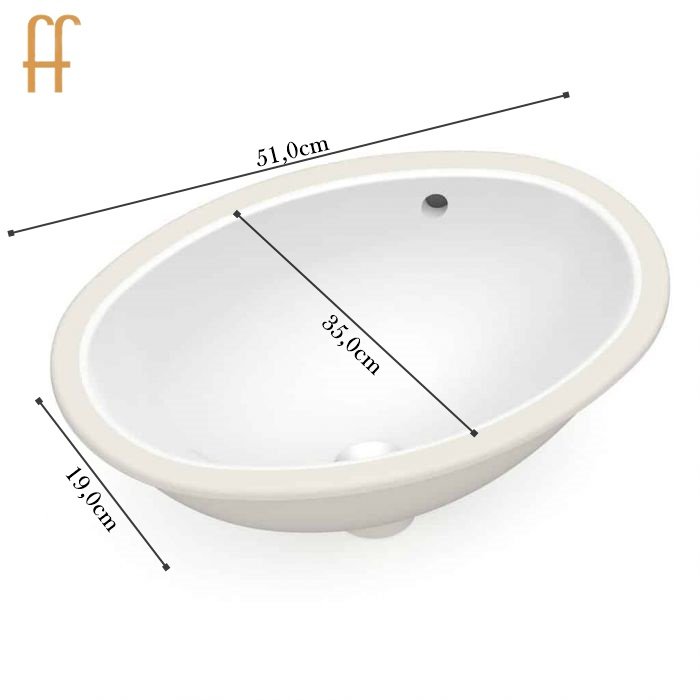 Cuba de Embutir Oval 510x350mm CELITE Branca | MadeiraMadeira