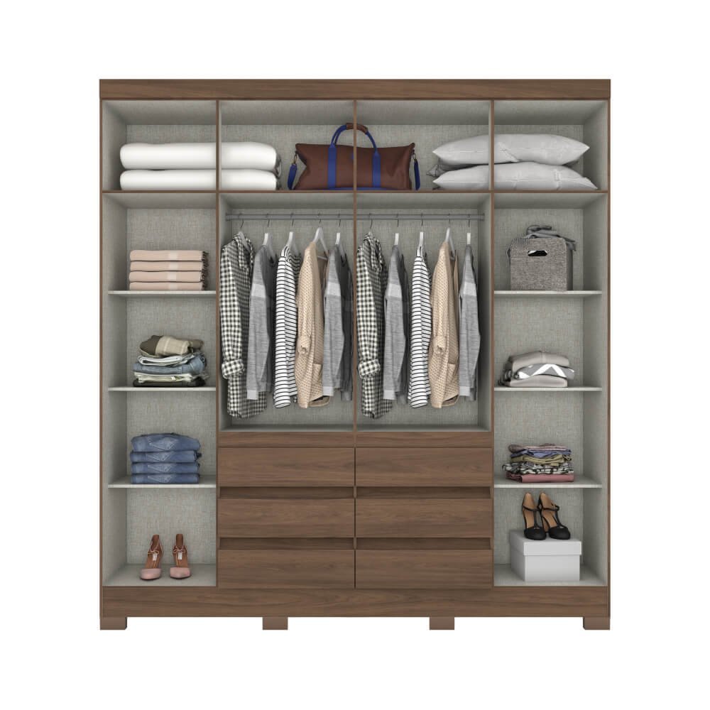 Guarda-Roupa 6 Portas Henn Briz B355-130 6 Gavetas Castanho HP SE ...