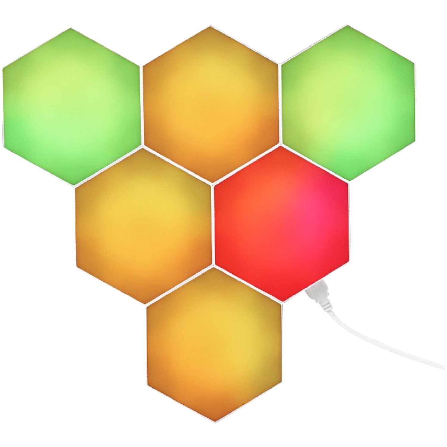 Kit 6 Luminária Arandela Modular Hexa LED Colorida RGB Touch Decorlaser ...