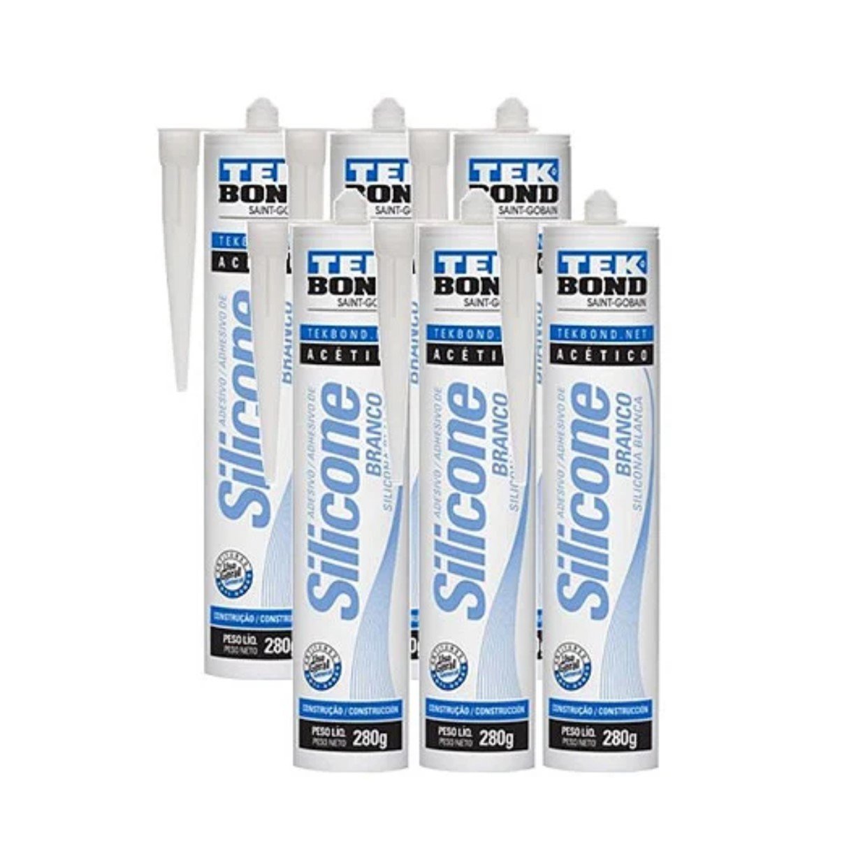 Kit 6 Silicone Adesivo Acético Multiuso Branco 280g Tekbond ...