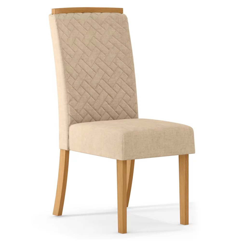 Kit 2 Cadeiras Estofadas Para Sala de Jantar Ester Nature/Linho - Henn | MadeiraMadeira