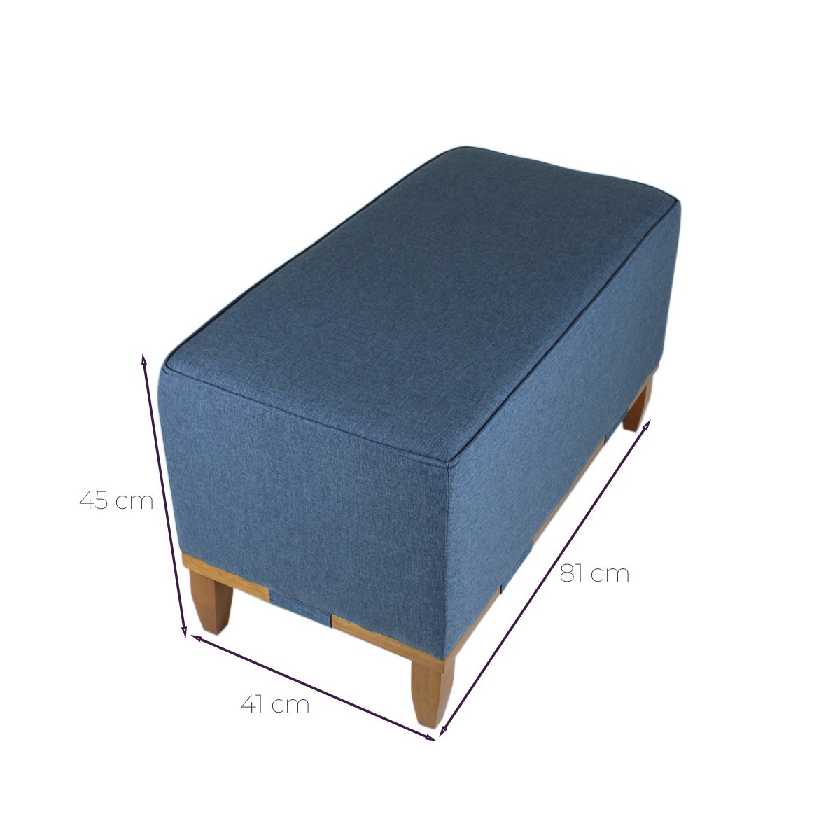 Puff Retangular de Linho para Sala - Azul | MadeiraMadeira