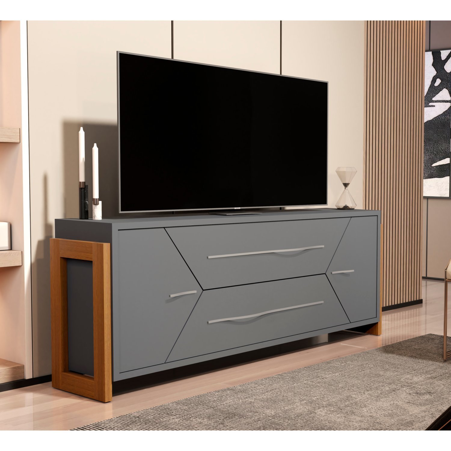 Rack Para TV até 75 Polegadas 2 Portas 2 Gavetas JB Bechara ...