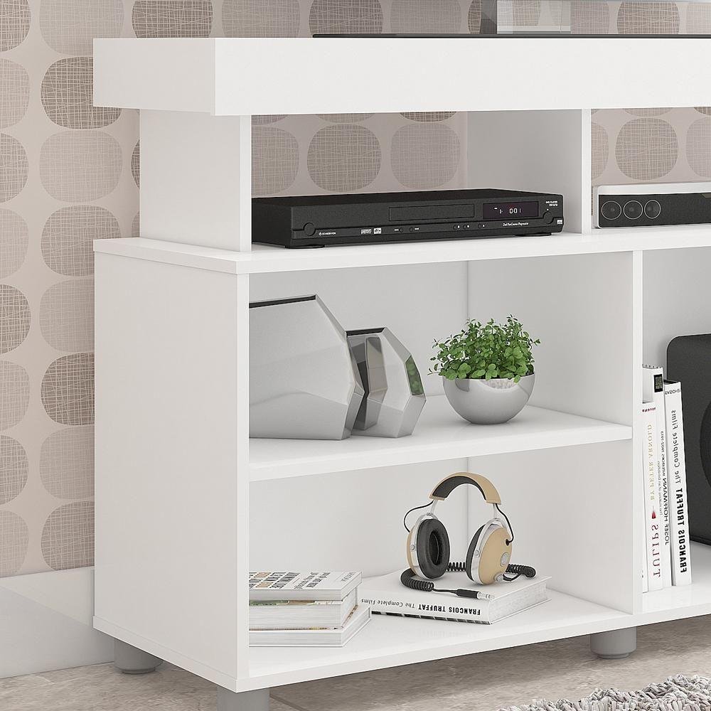 Rack Tv Até 32 Polegadas 90Cm Branco Nichos Slim Permobili | MadeiraMadeira