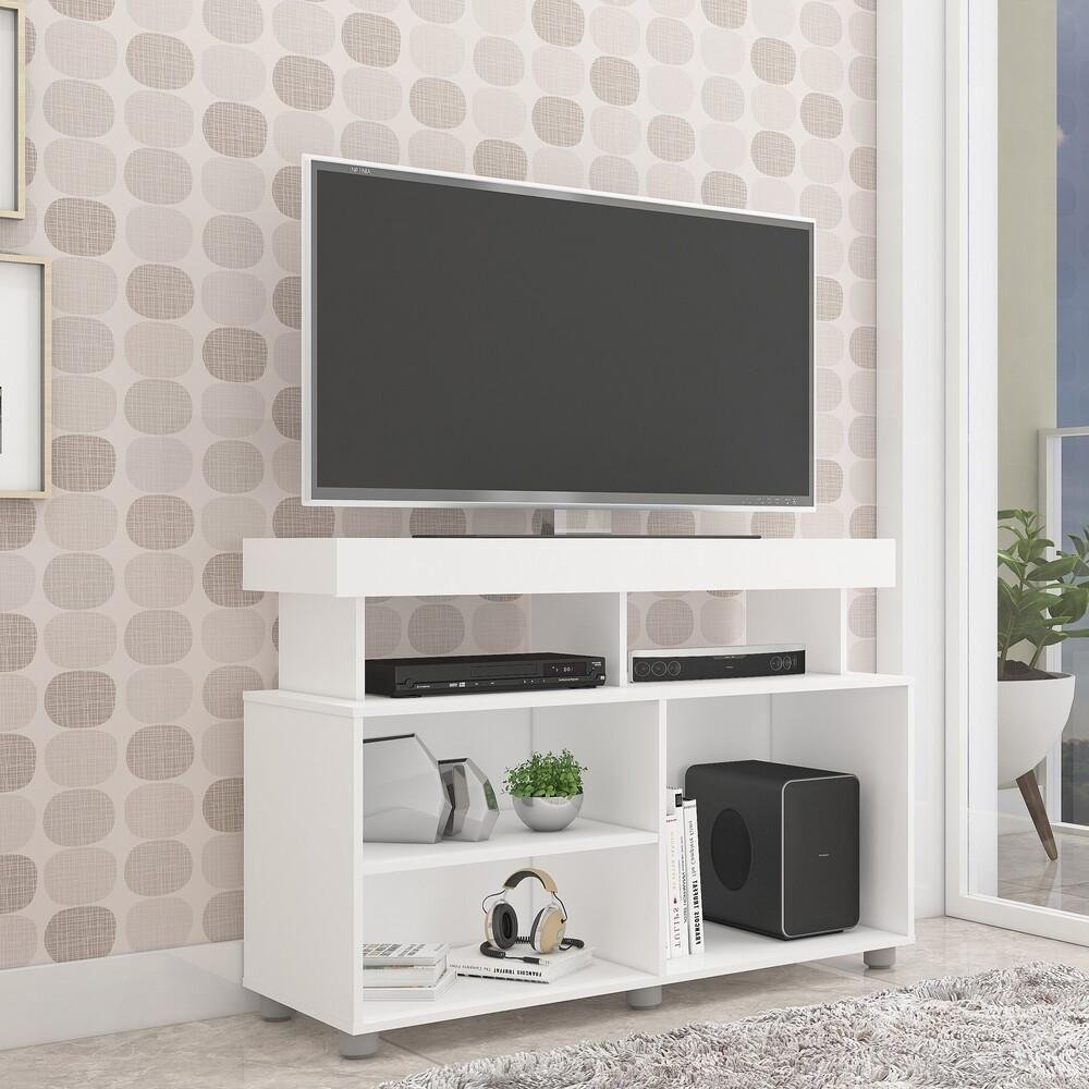 Rack Tv Até 32 Polegadas 90Cm Branco Nichos Slim Permobili | MadeiraMadeira