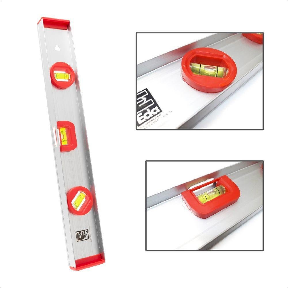 Nível de Alumínio 40cm 3 Bolhas Profissional | MadeiraMadeira