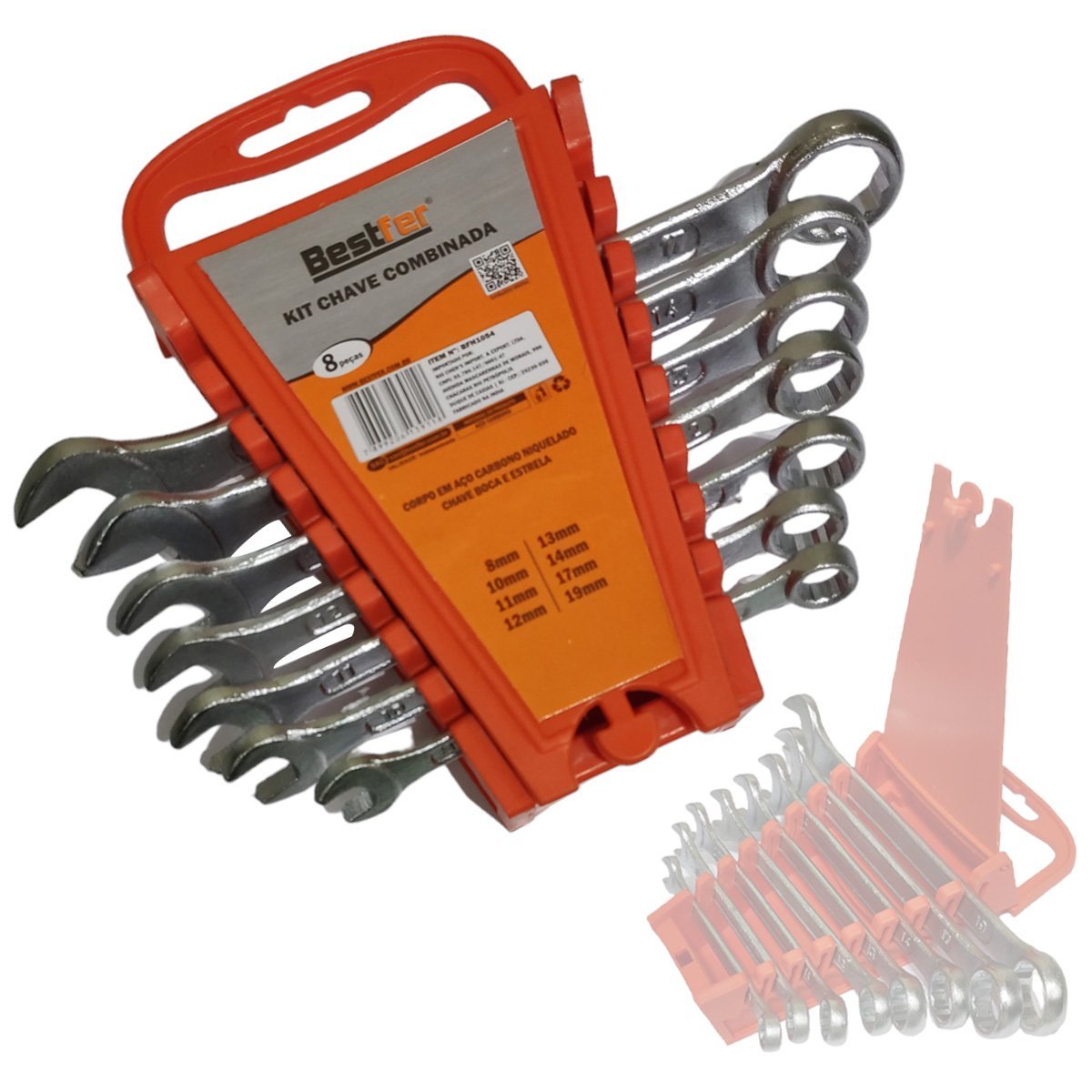 Chave Combinada Kit 8 Peças Aço Niquelado 8mm a 19mm Boca Fixa Estrela ...