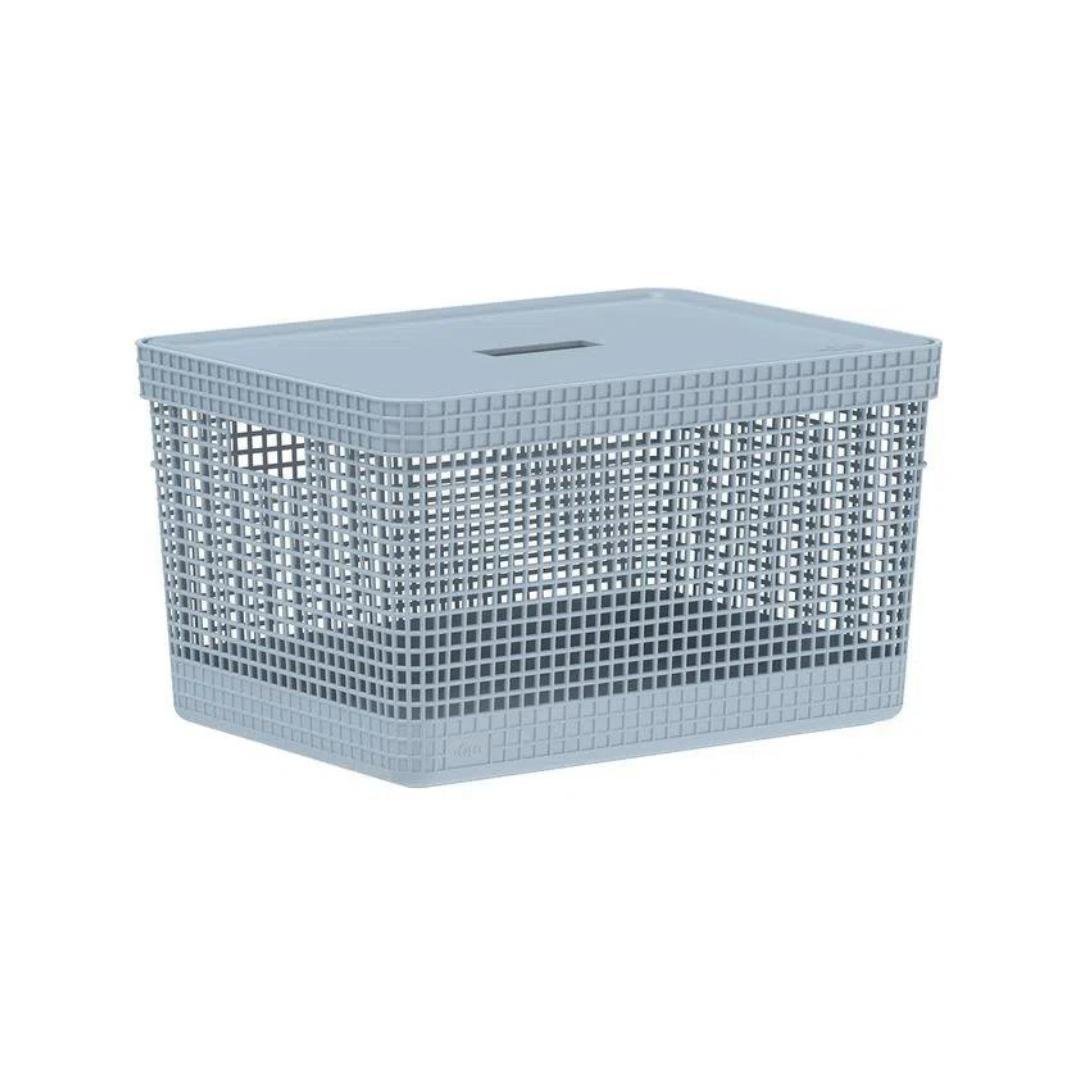 Cesto Organizador Grid C/tampa 20l Azul Glacial ou | MadeiraMadeira