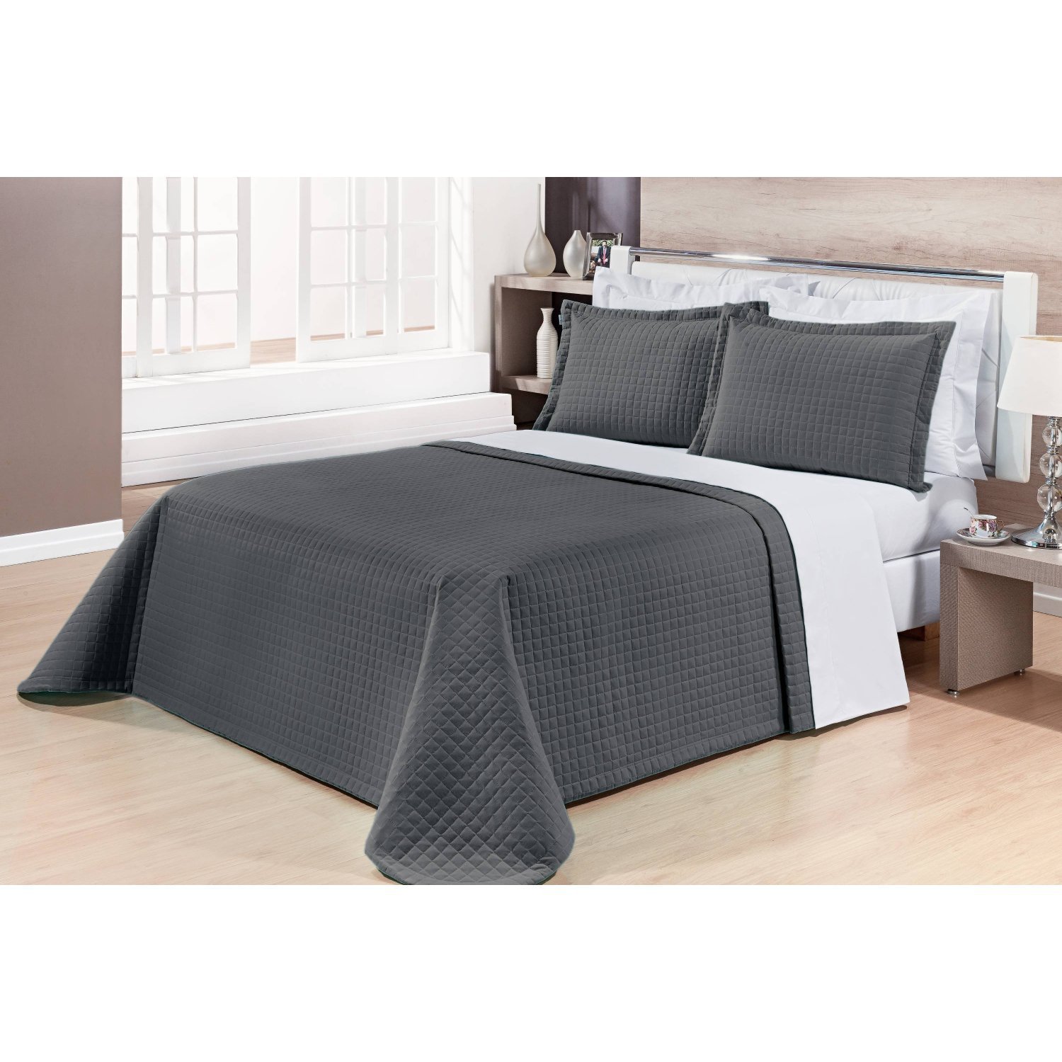 Cobre Leito Colcha Queen Pratic 3 Peças Percal 200 Fios Algodão ...