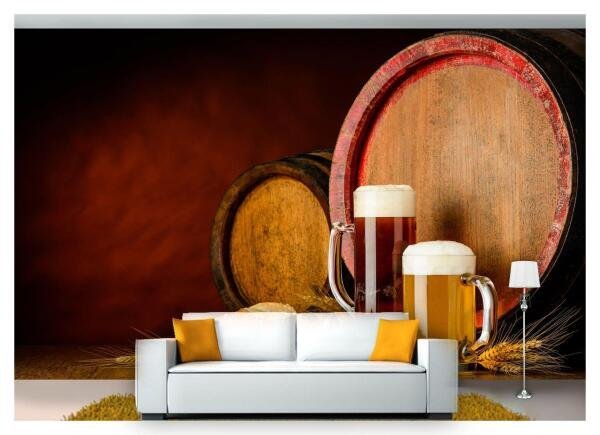 Papel de Parede Cerveja Bebida Barril Lupulo 3d Al71 | MadeiraMadeira