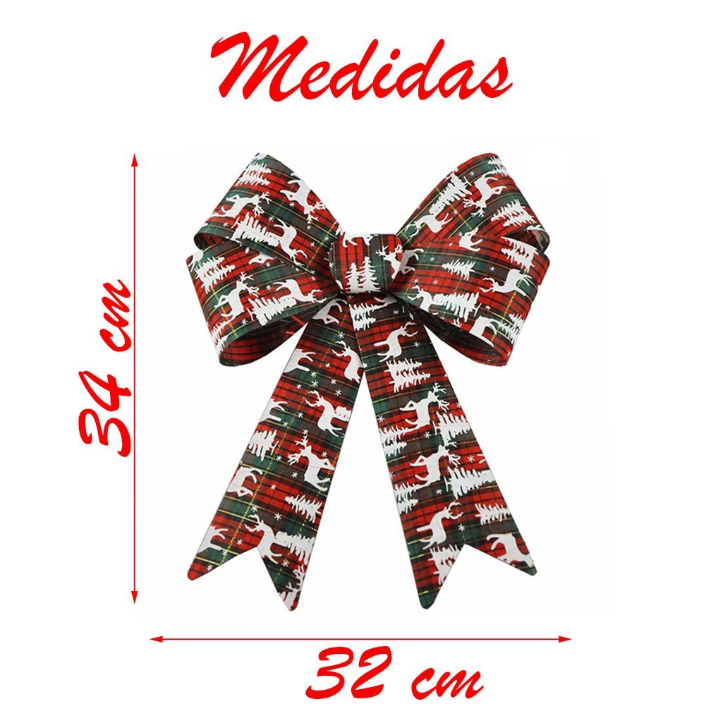 Kit 8 Enfeites Árvore Natal Laço Decorado Figuras Natalinas 34cm ...