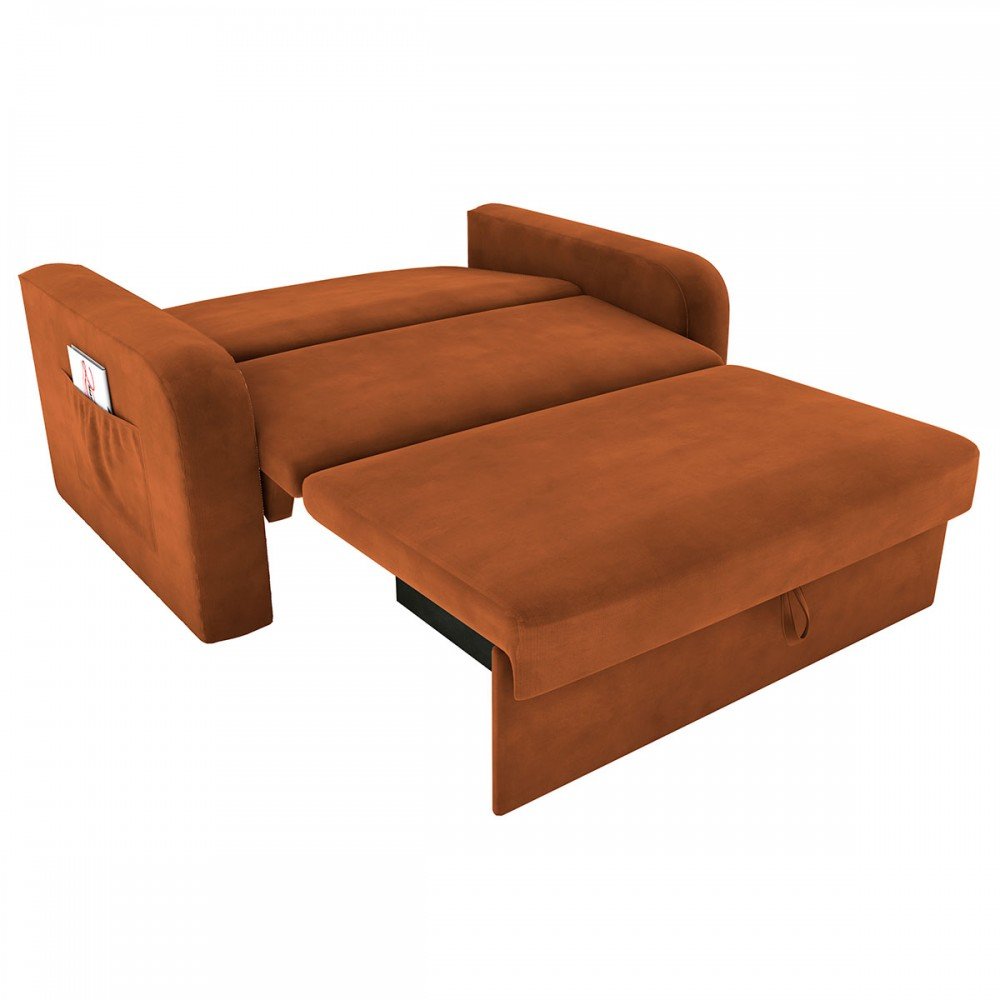 Sofá Cama 2 Lugares Daiane Reclinável Veludo Light/Ferrugem - Matrix ...