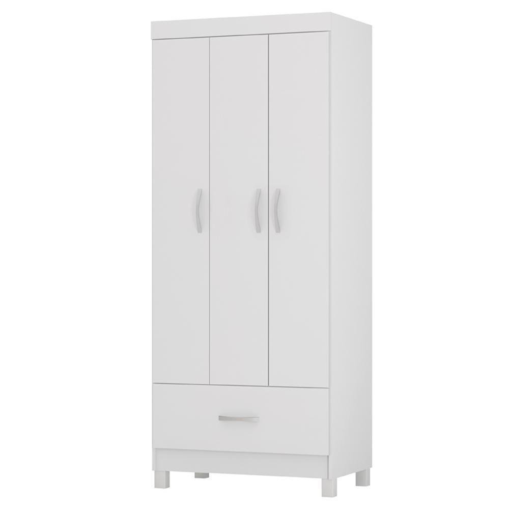 Guarda Roupa Solteiro 03 Portas Prince Branco Branco | MadeiraMadeira