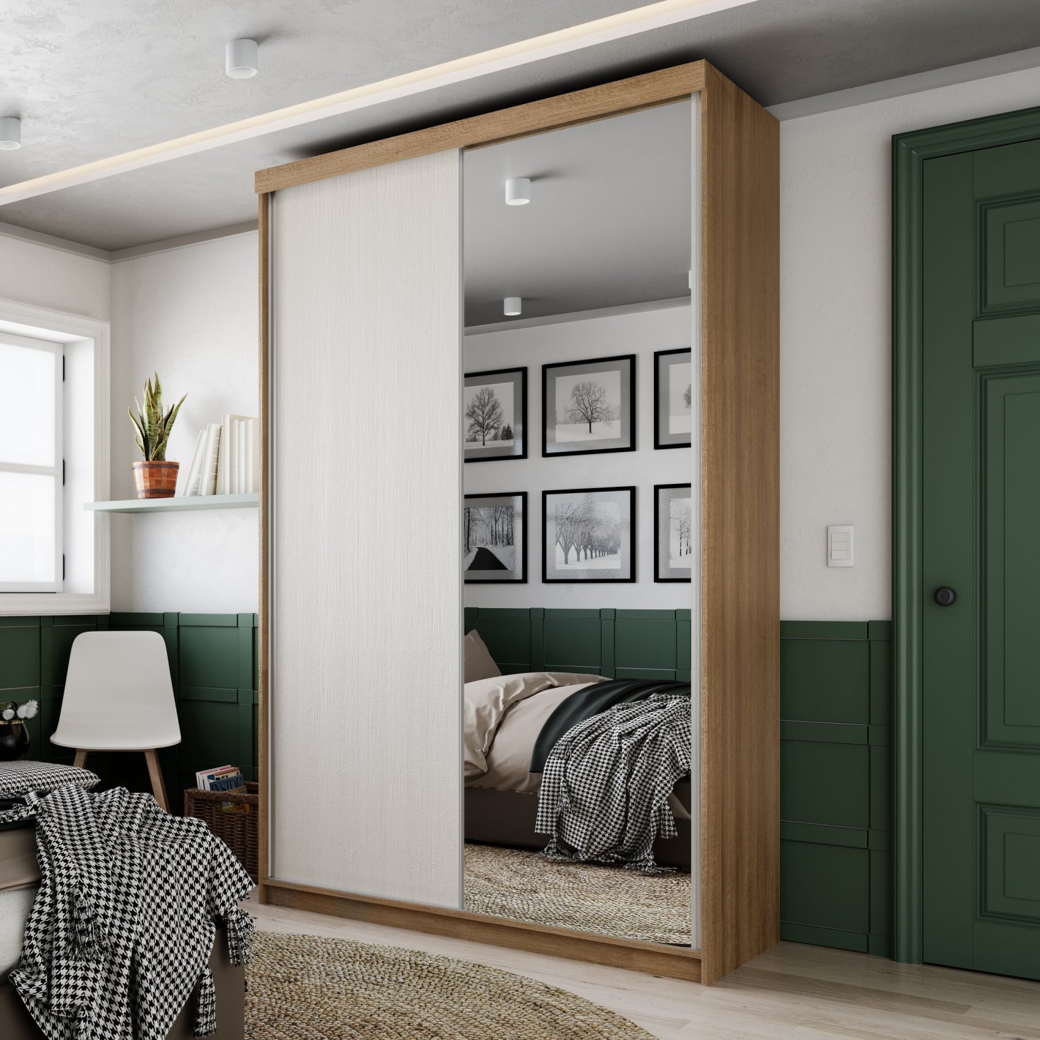 Guarda Roupa Solteiro com Espelho 2 Portas em Perfect Lugano RR Moveis ...